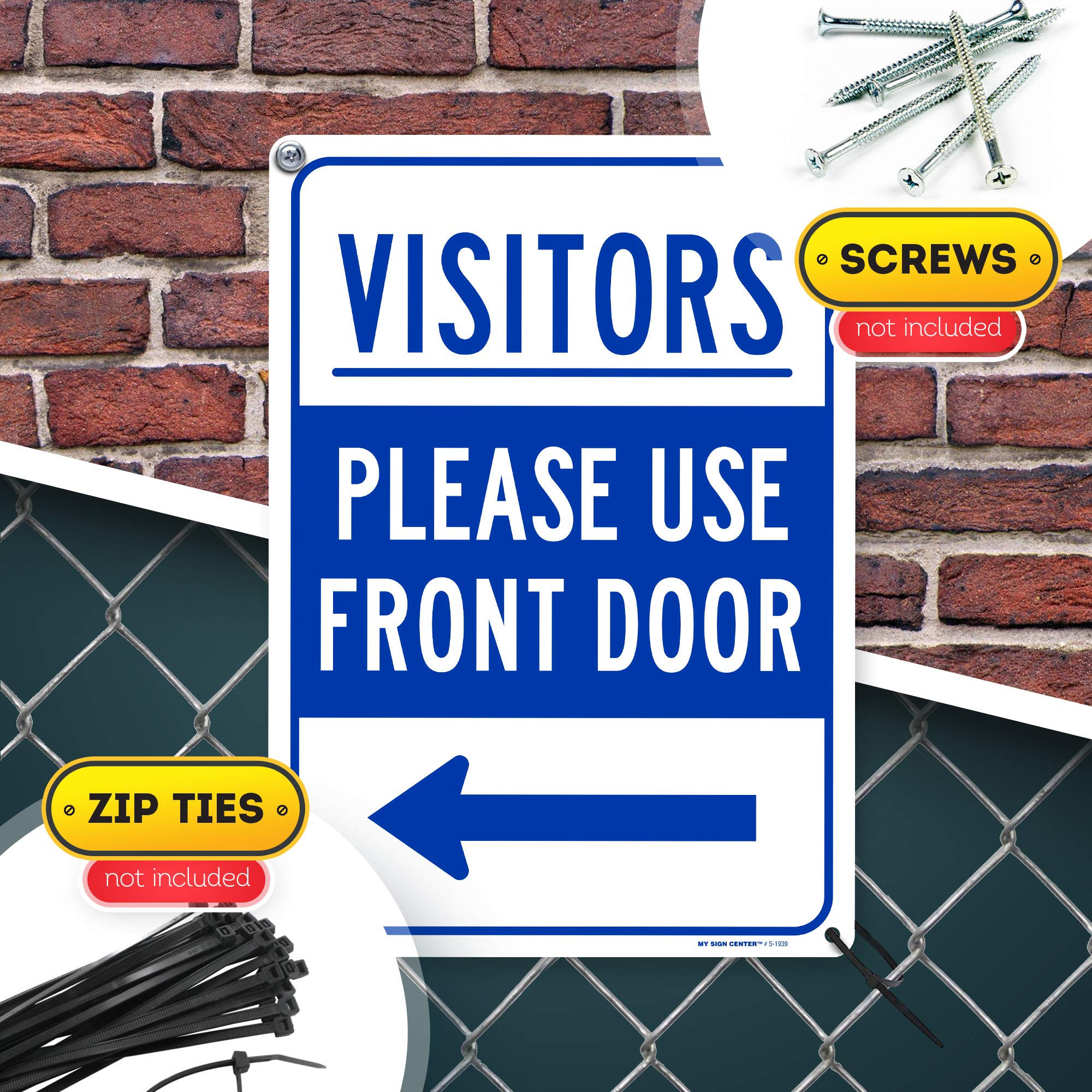 Visitors Please Use Front Door Left Arrow Sign, Made Out of .040 Rust ...