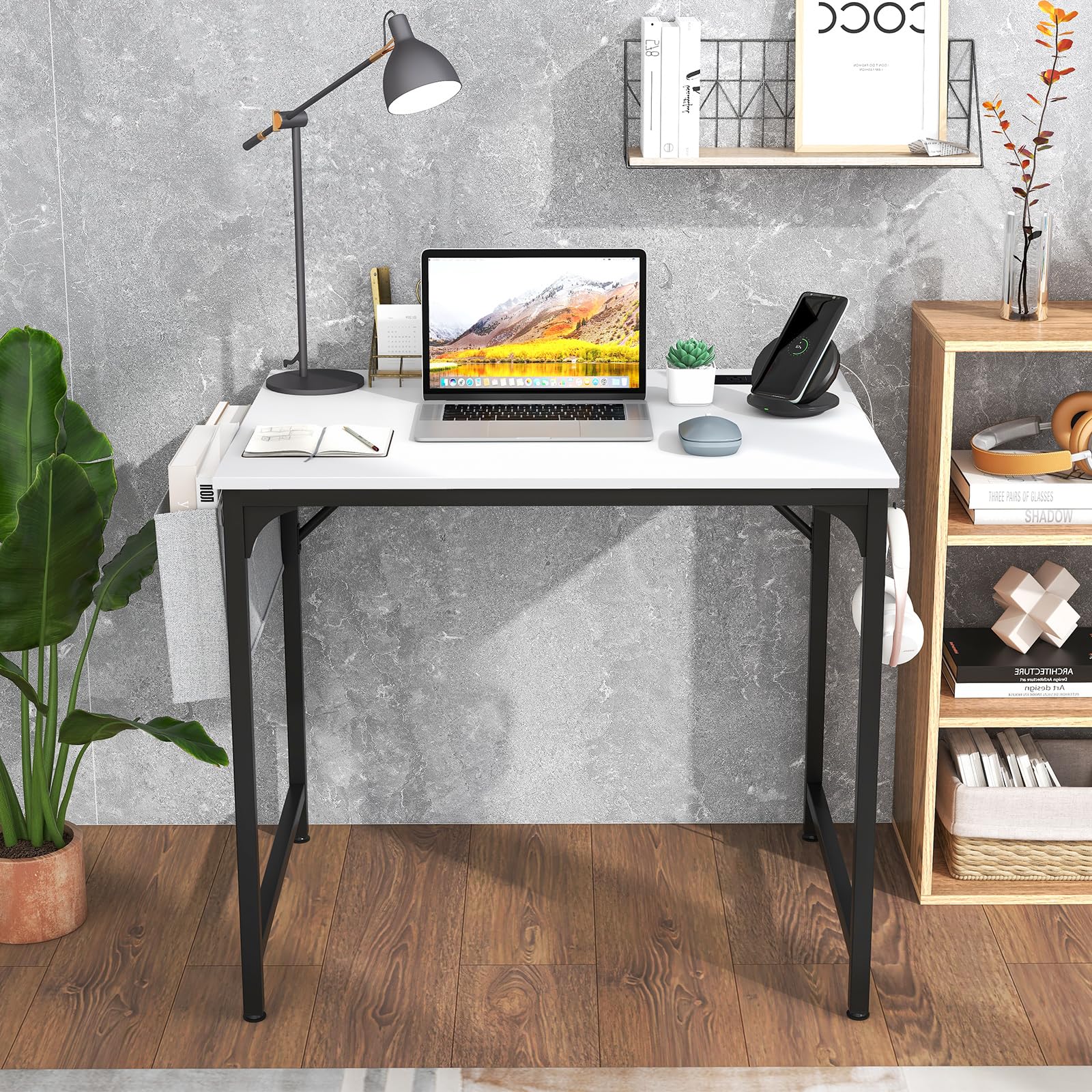 BYBLIGHT Capen 47.24 In. Square White Wood Conference Table Meeting ...