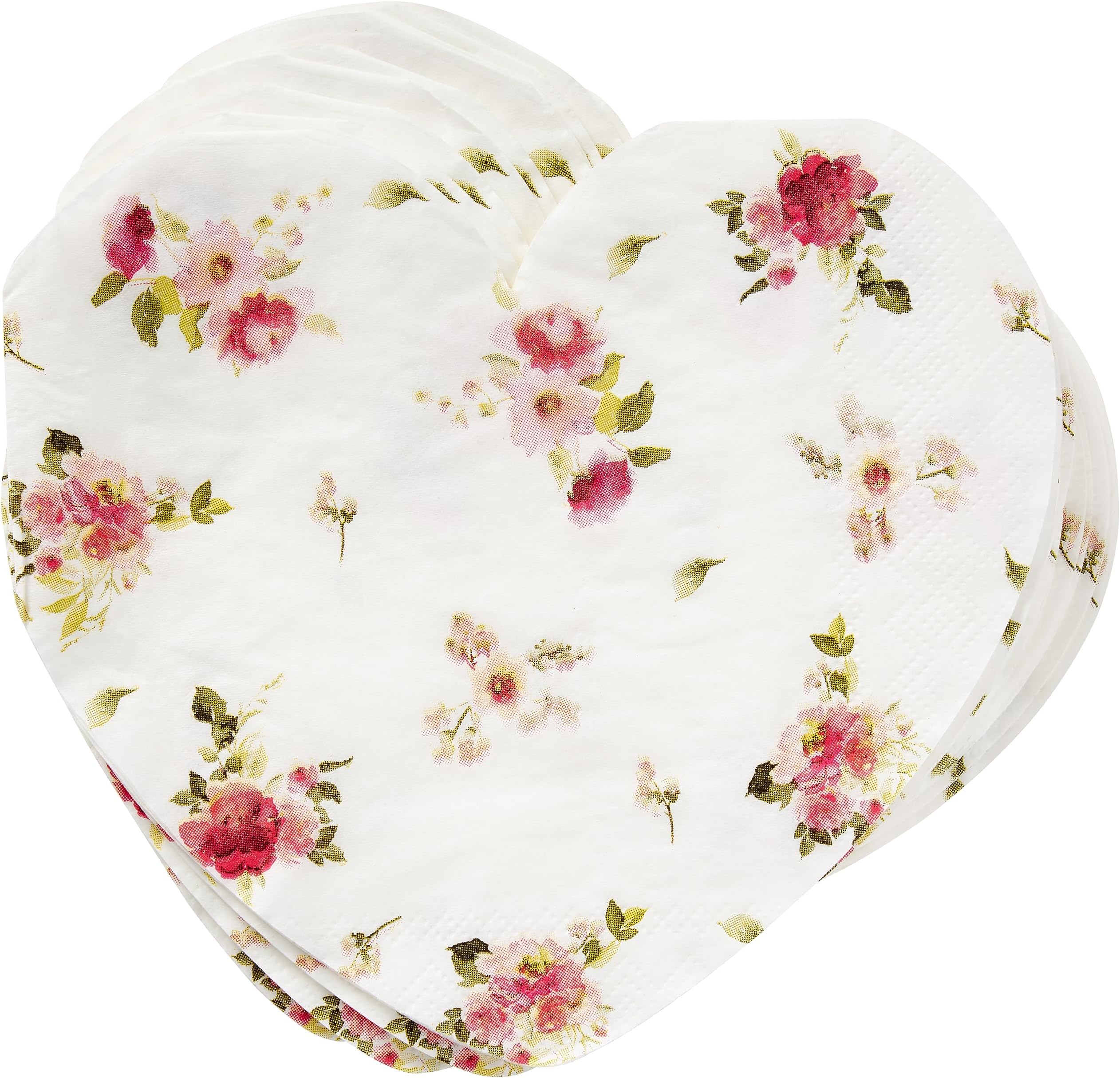 Amazon.com: C.R. Gibson Floral Heart Die-Cut Heart Lunch Napkins, 20 ...