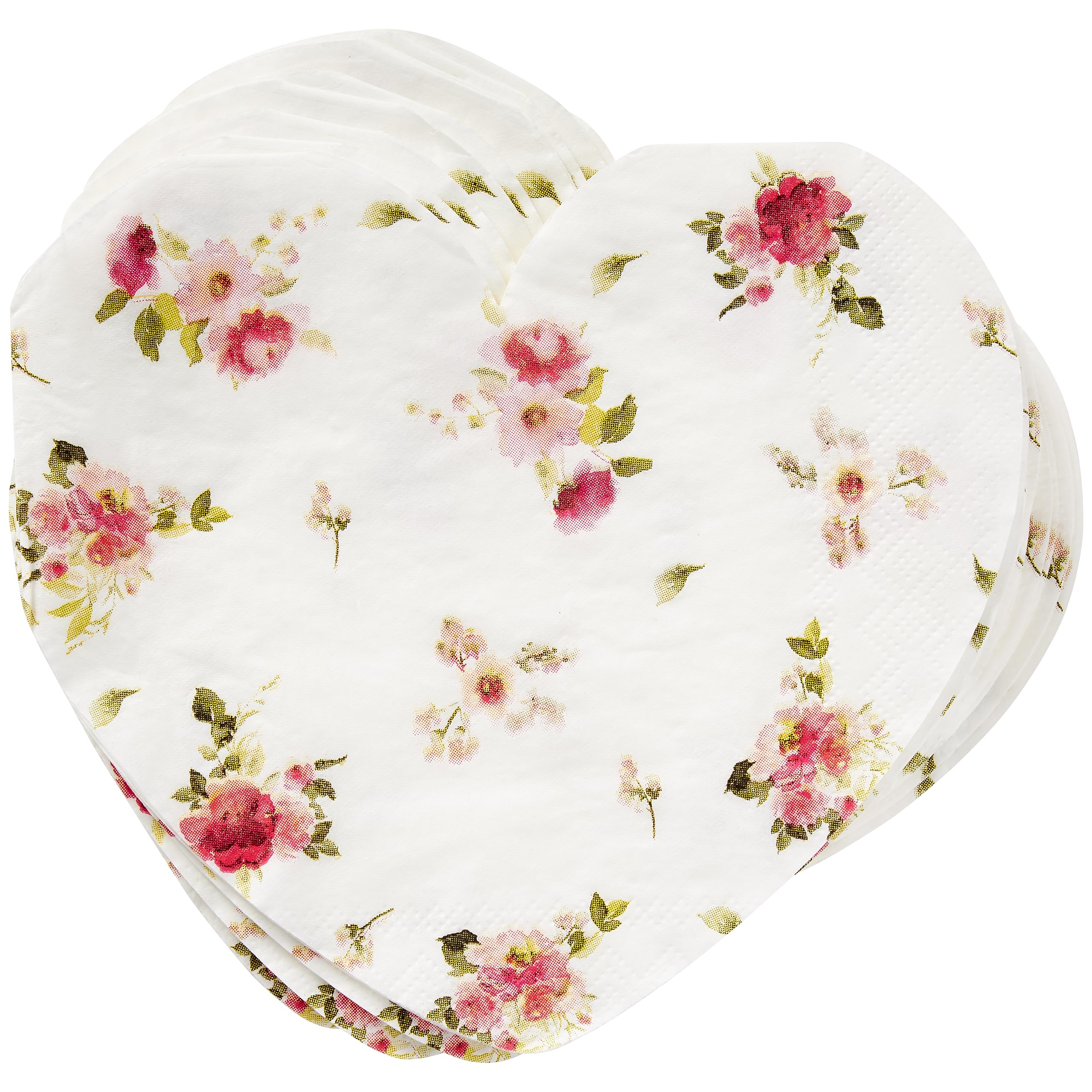 Amazon.com | C.R. Gibson Floral Heart Die-Cut Heart Lunch Napkins, 20 ...
