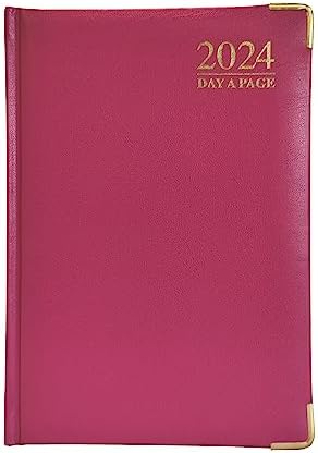 G4GADGET Luxury 2024 A5 Pink Day A Page Diary Padded Front & Hardback ...