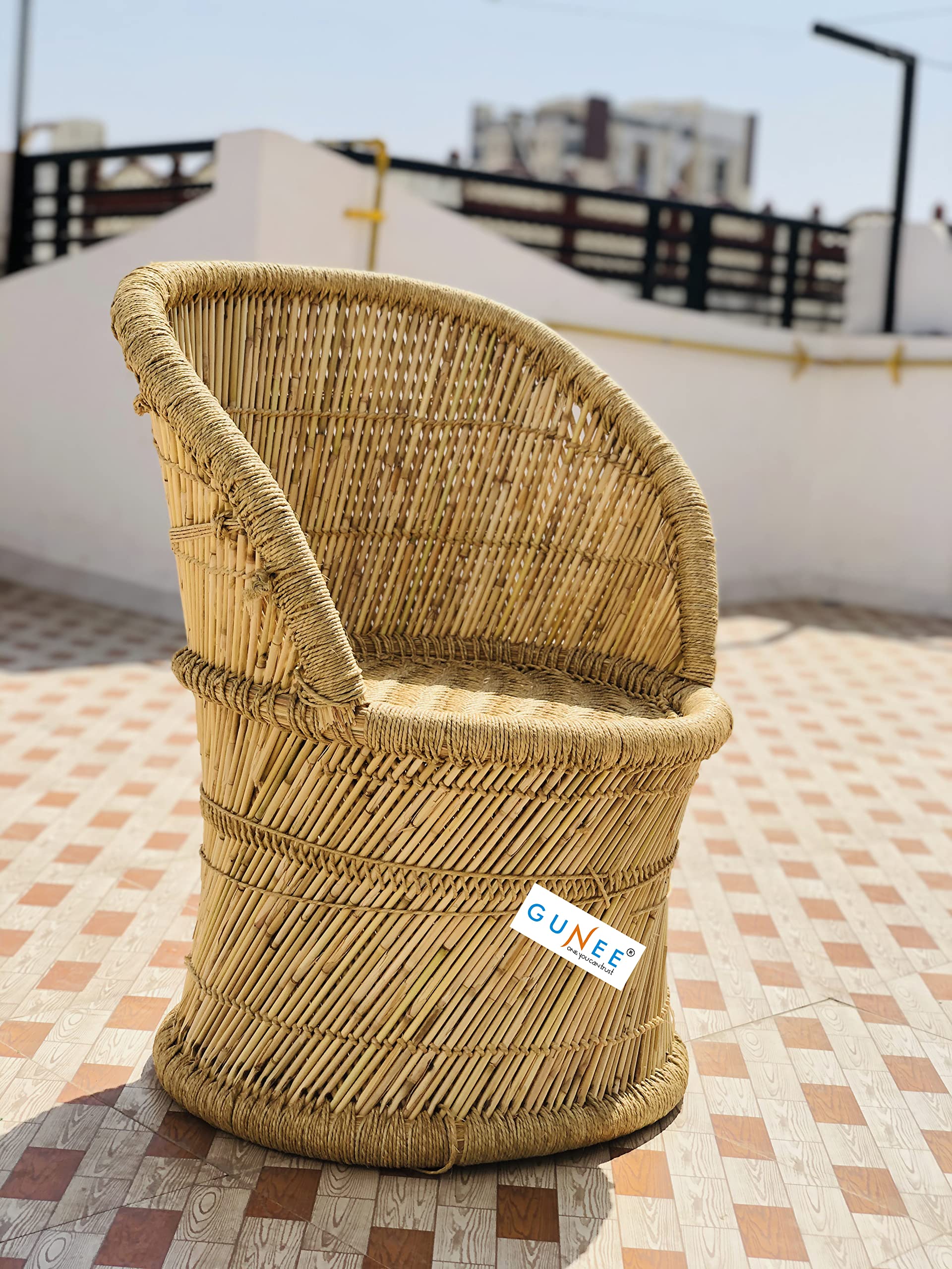 Pair Of Cane Jute Indian Club Chairs