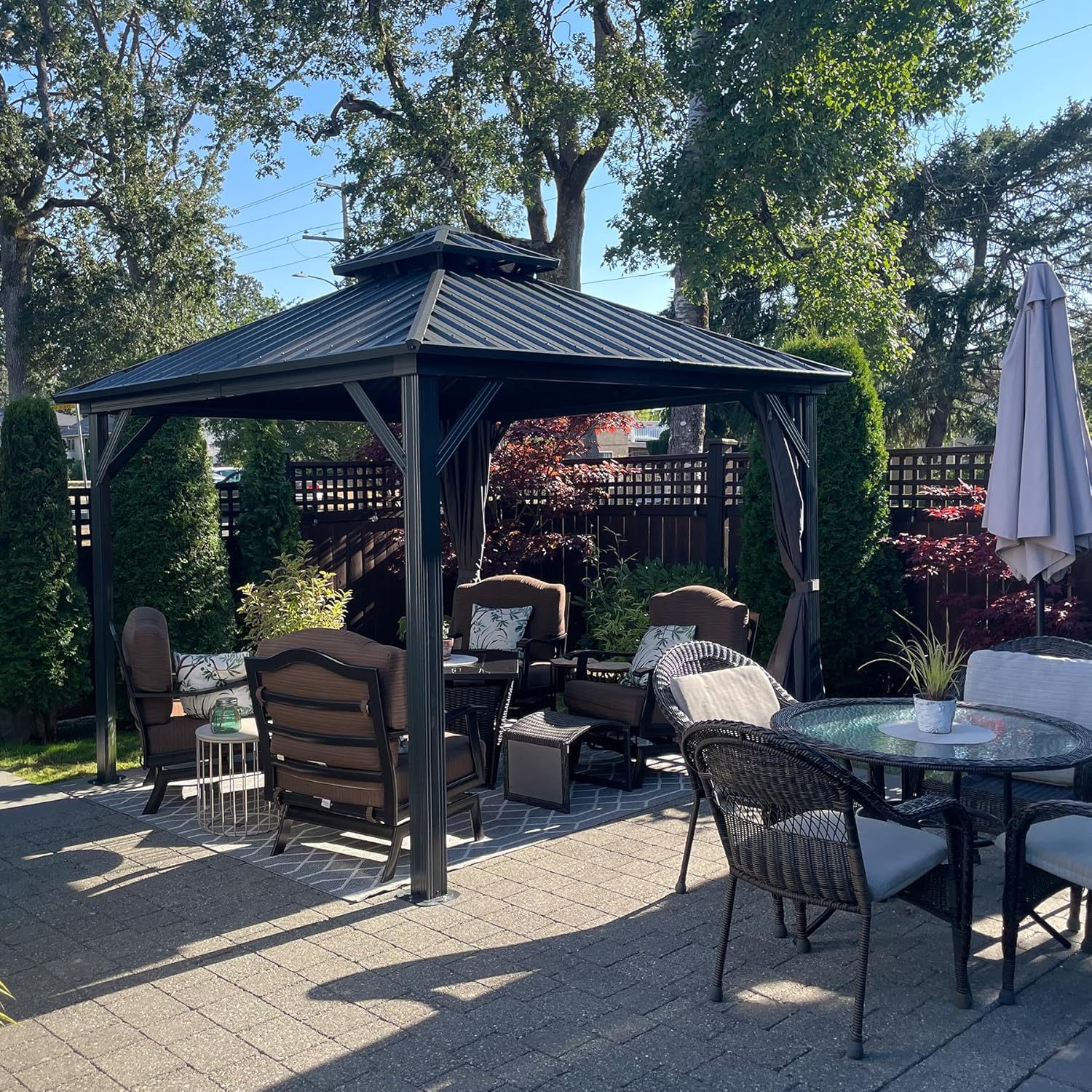 Amazon.com : Domi 12' x 12' Hardtop Gazebo Permanent Aluminum Metal ...