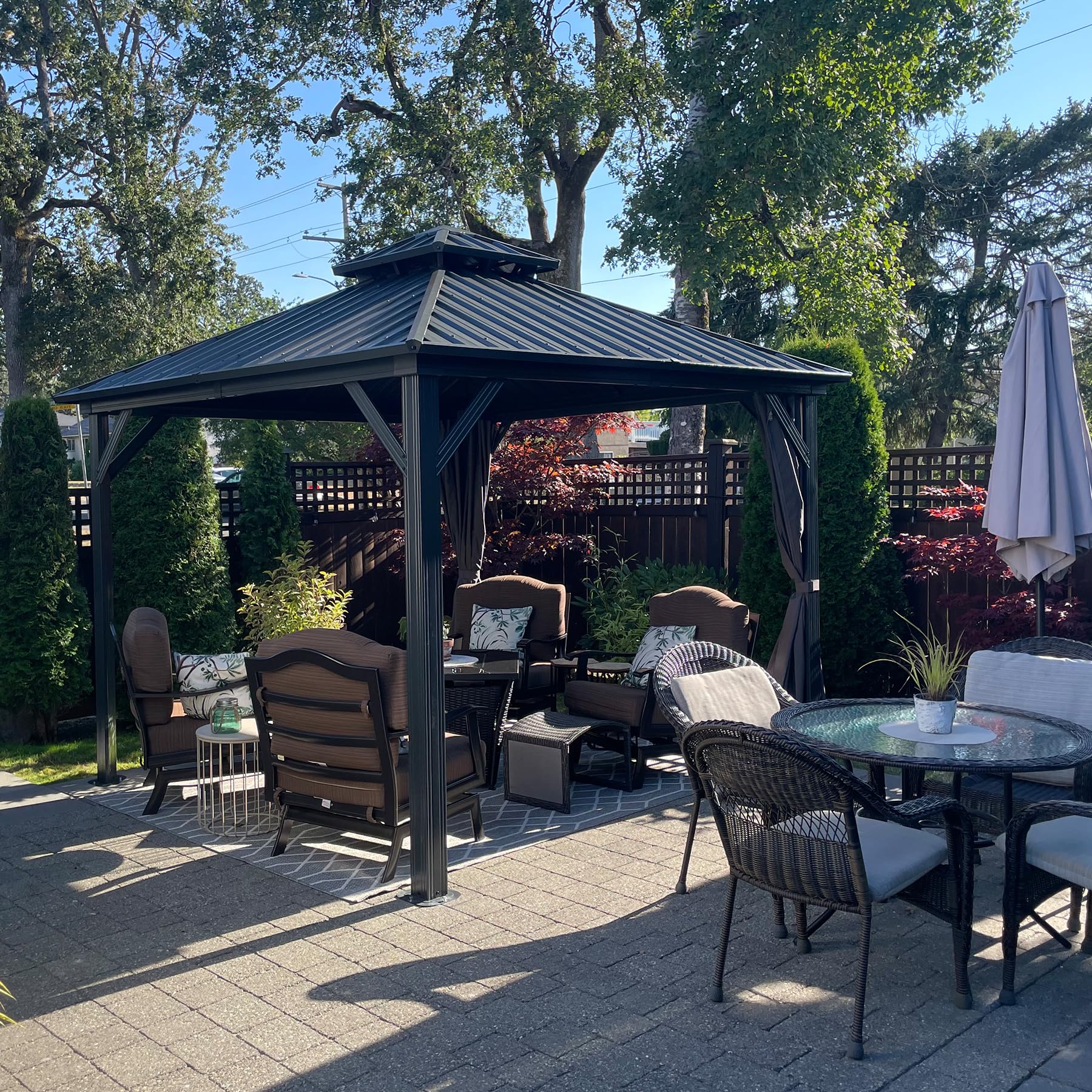 Amazon.com : Domi 12' x 12' Hardtop Gazebo Permanent Aluminum Metal ...