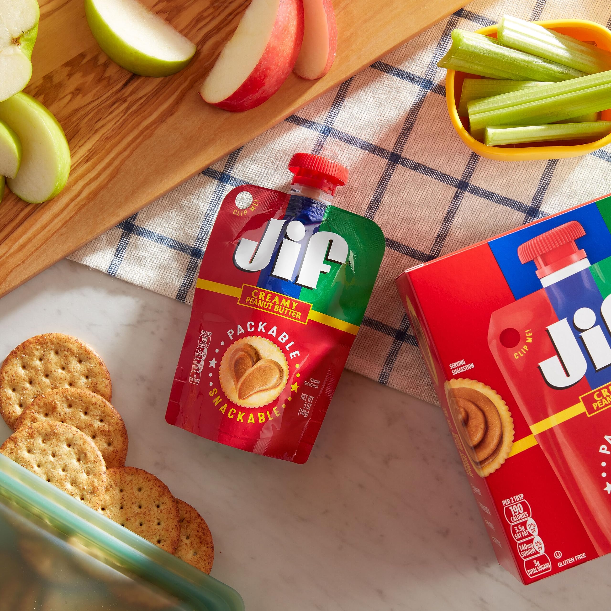 Snapklik.com : Jif Squeeze Creamy Peanut Butter, Resealable Pouches, 5 ...