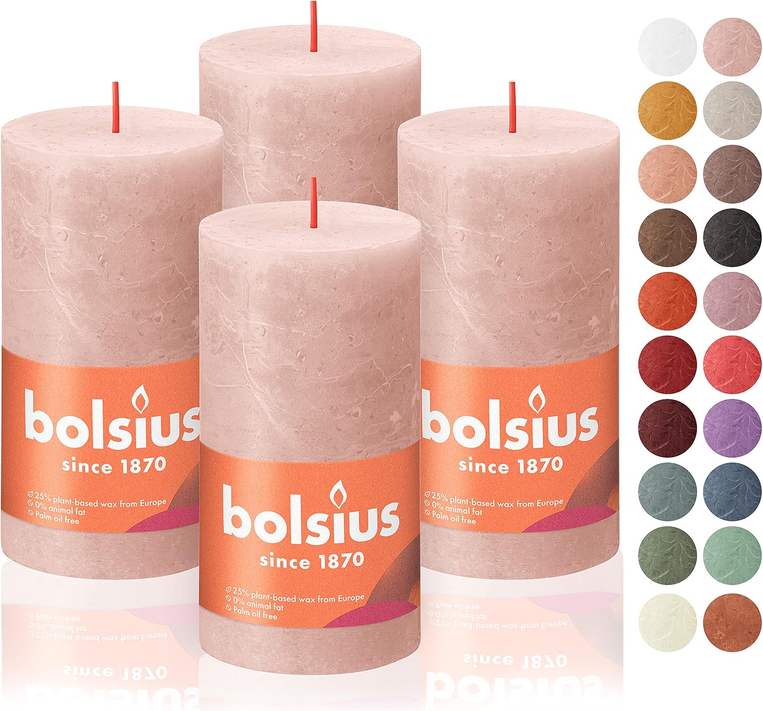 Amazon.com: BOLSIUS 4 Pack Misty Pink Rustic Pillar Candles - 2.75 X 5 ...