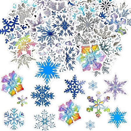 Amazon.com: 100 Pieces Snowflake Stickers Winter Snow Decals Waterproof ...