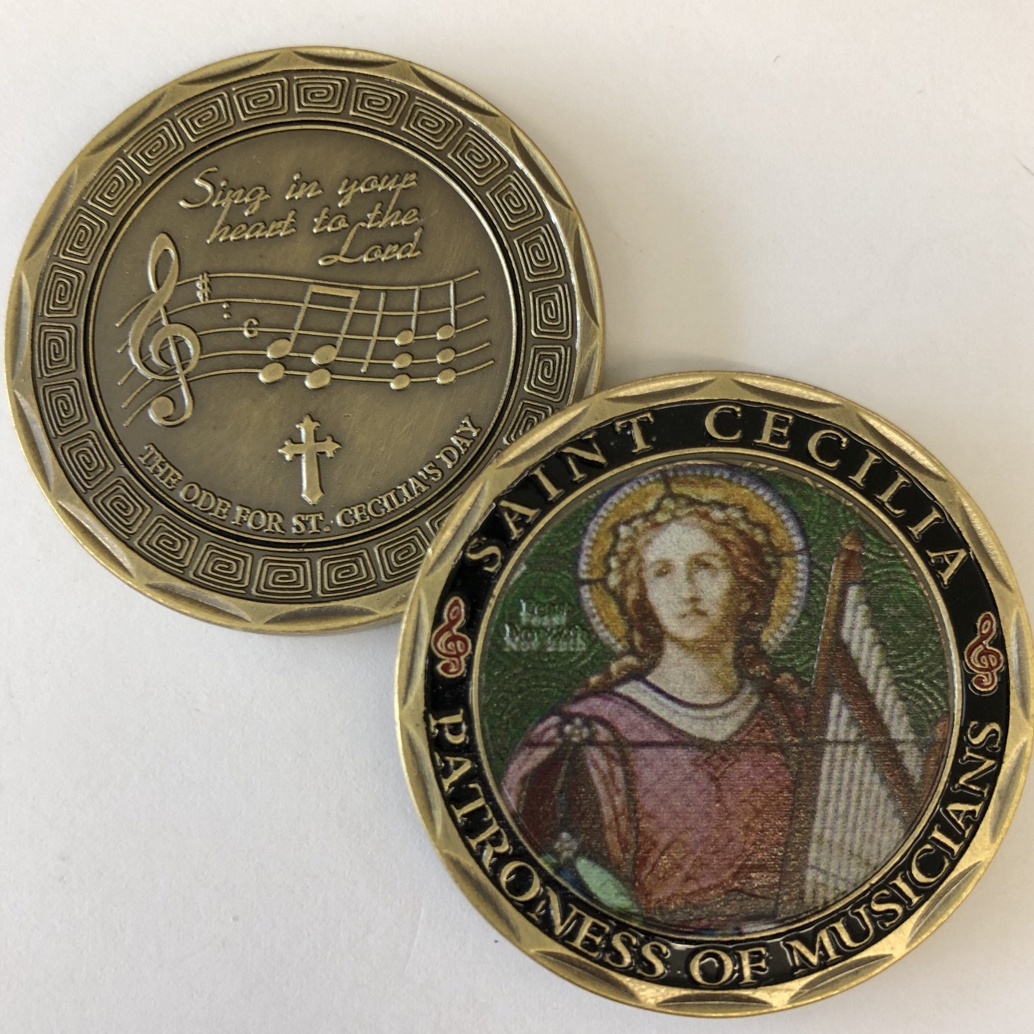 St Cecilia Patron Saint Of Musicians Commemorative Coin Cast Colorized ...