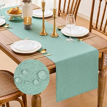 MAIBAOTA Sage Green Waterproof Extra Long Table Runner 40 x 240 cm ...