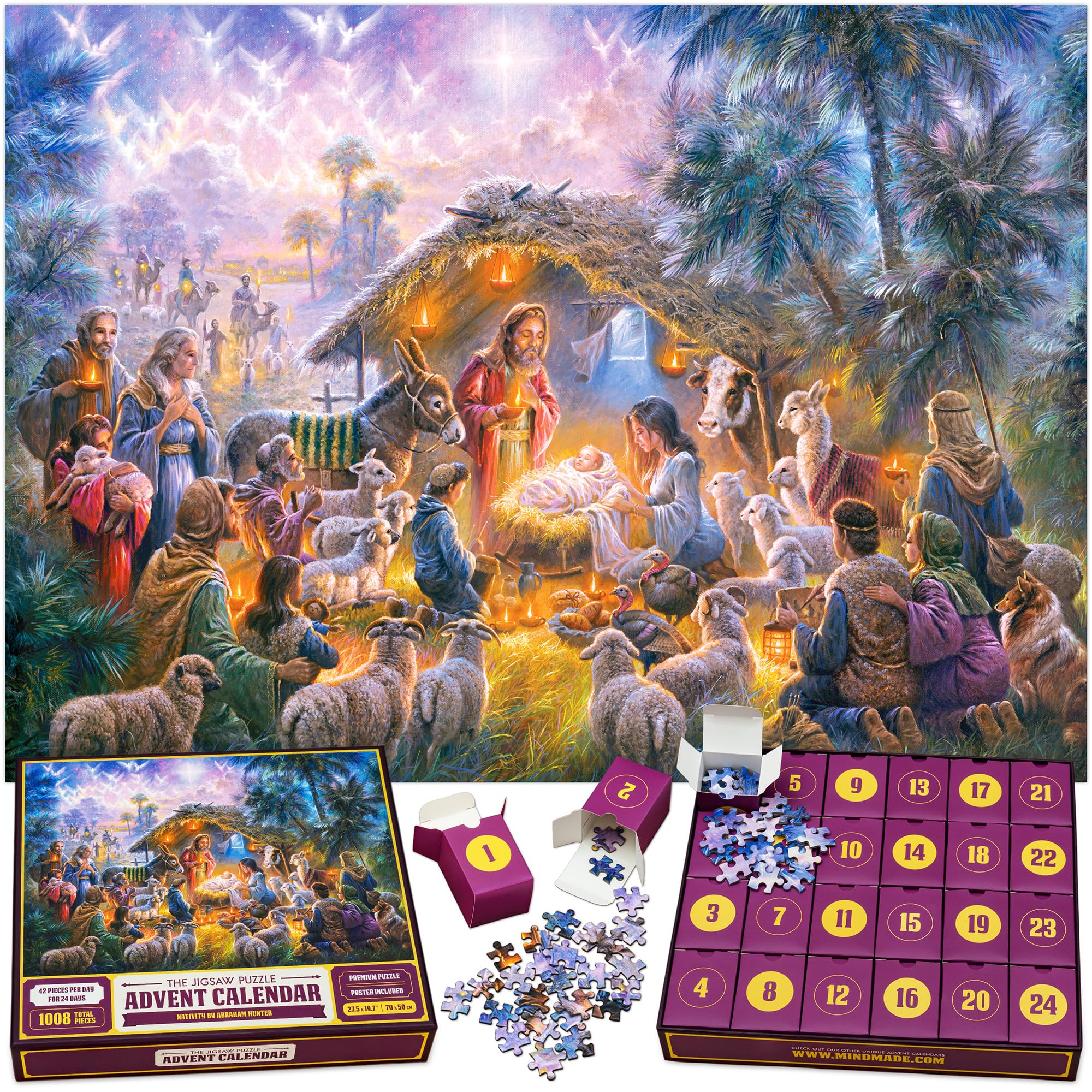 Amazon.com: The Original Jigsaw Puzzle Advent Calendar 2024 – Nativity Scene, 24 Boxes 1008 ...