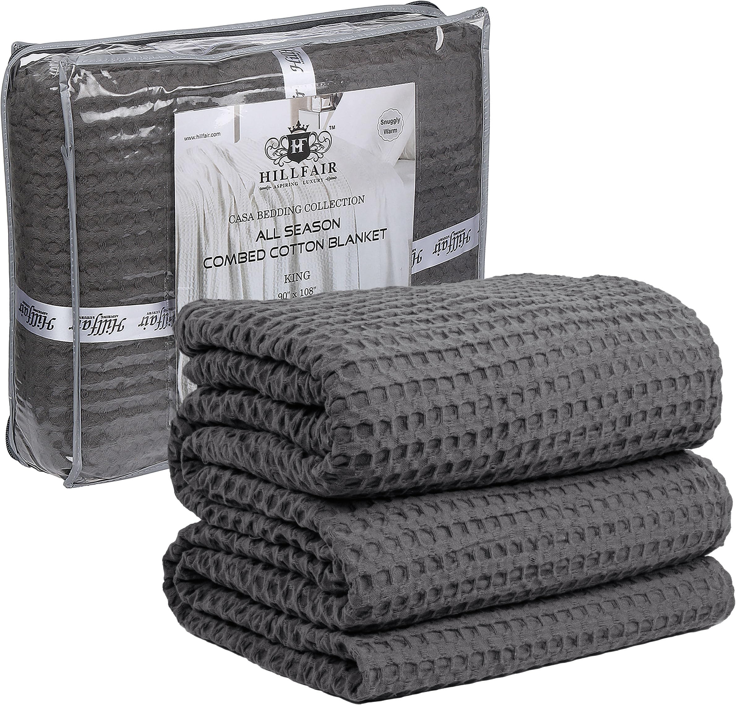 Amazon.com: HOMBYS Light Grey Oversized King Muslin Blanket 128"x120 ...