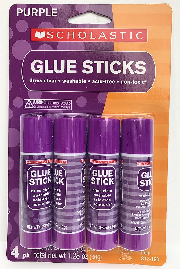 Amazon.com: Scholastic Purple Glue Sticks- Pack of 4 Sticks : Arts ...
