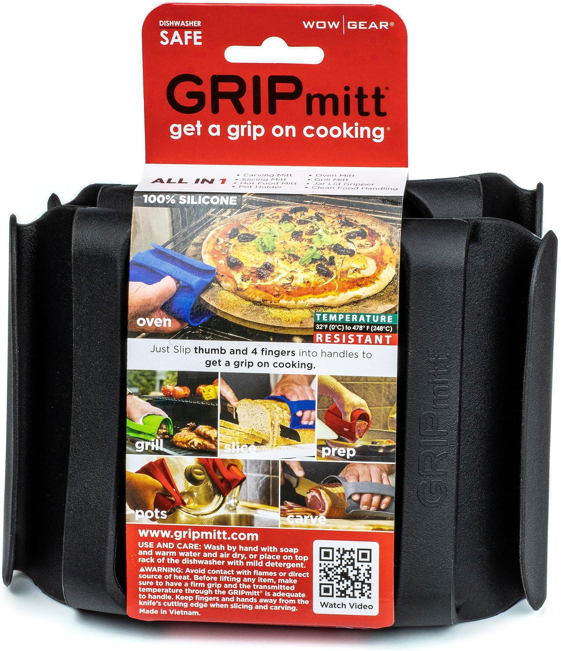 Amazon.com: GRIPmitt Silicone Kitchen Mitt 2-Pack Set (Medium/Large ...