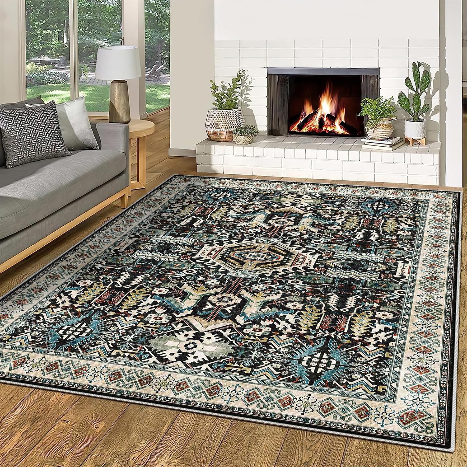 Amazon.com: Washable Living Room Area Rug - 8x10 Large Bedroom Rug ...