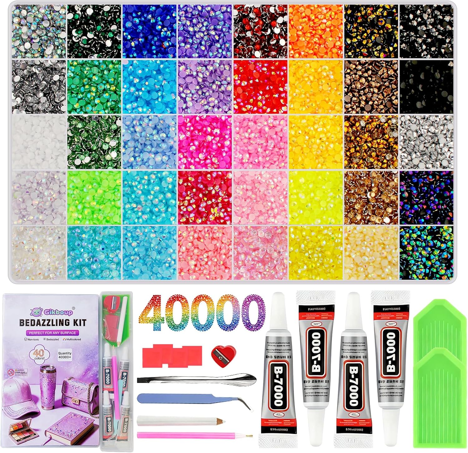 Amazon.com: Gikboup 40000 Pcs 40 Colors Bedazzling Kit with Rhinestones ...