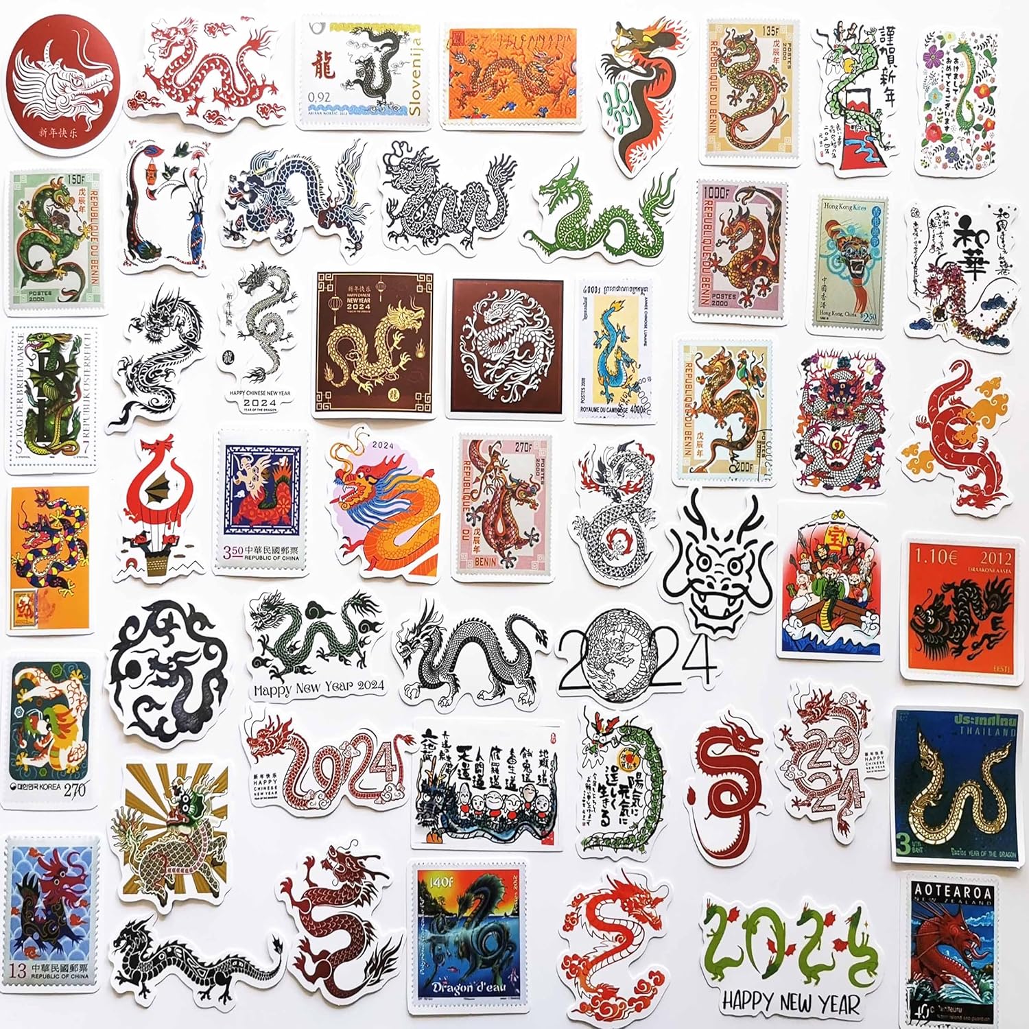 Amazon.com: 50Pcs Classical Chinese Loong Stickers Chinese Dragon ...