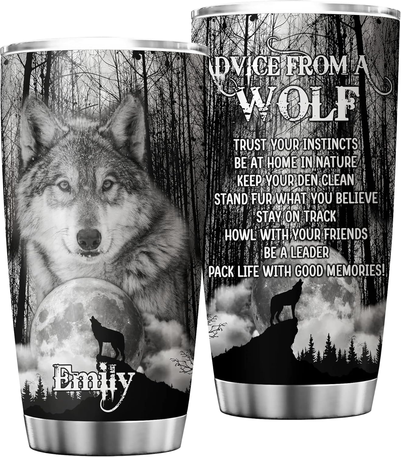 Amazon.com | Personalized Advice Of A Wolf Tumbler,Inspirational Gifts ...
