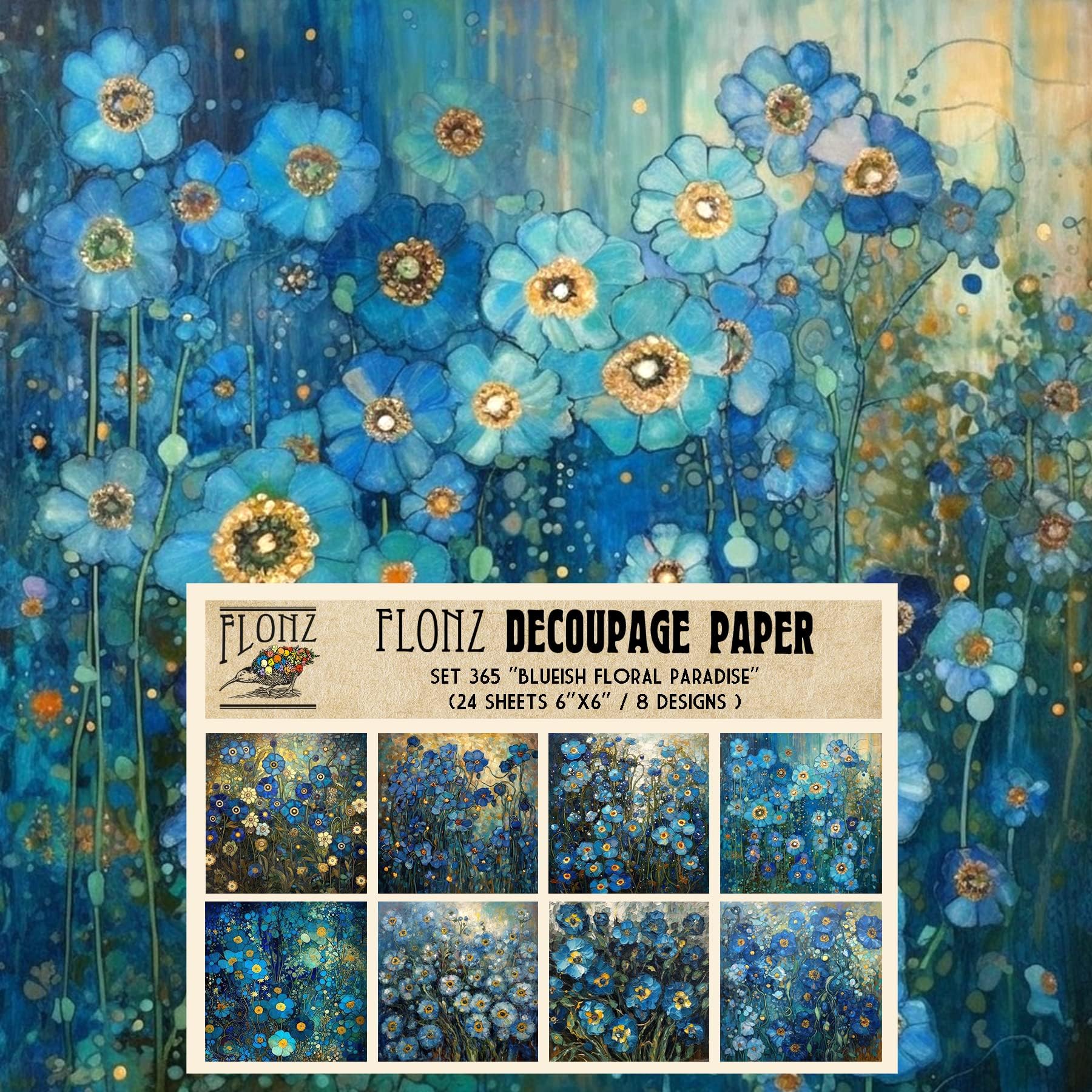Amazon.com: Decoupage Paper Pack (24 Sheets 6"x6") Van Gogh Floral ...