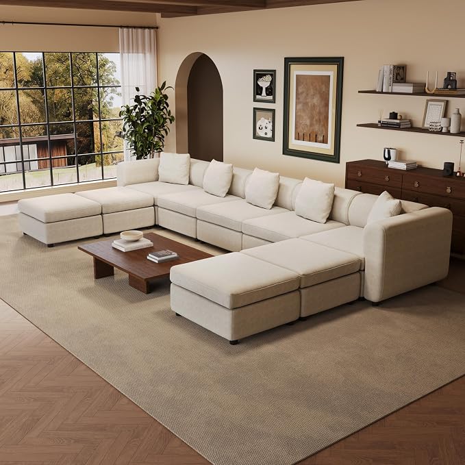 Amazon.com: Miuuod 9 Seaters L/U Shape Oversized Sectional Sofa Couch ...