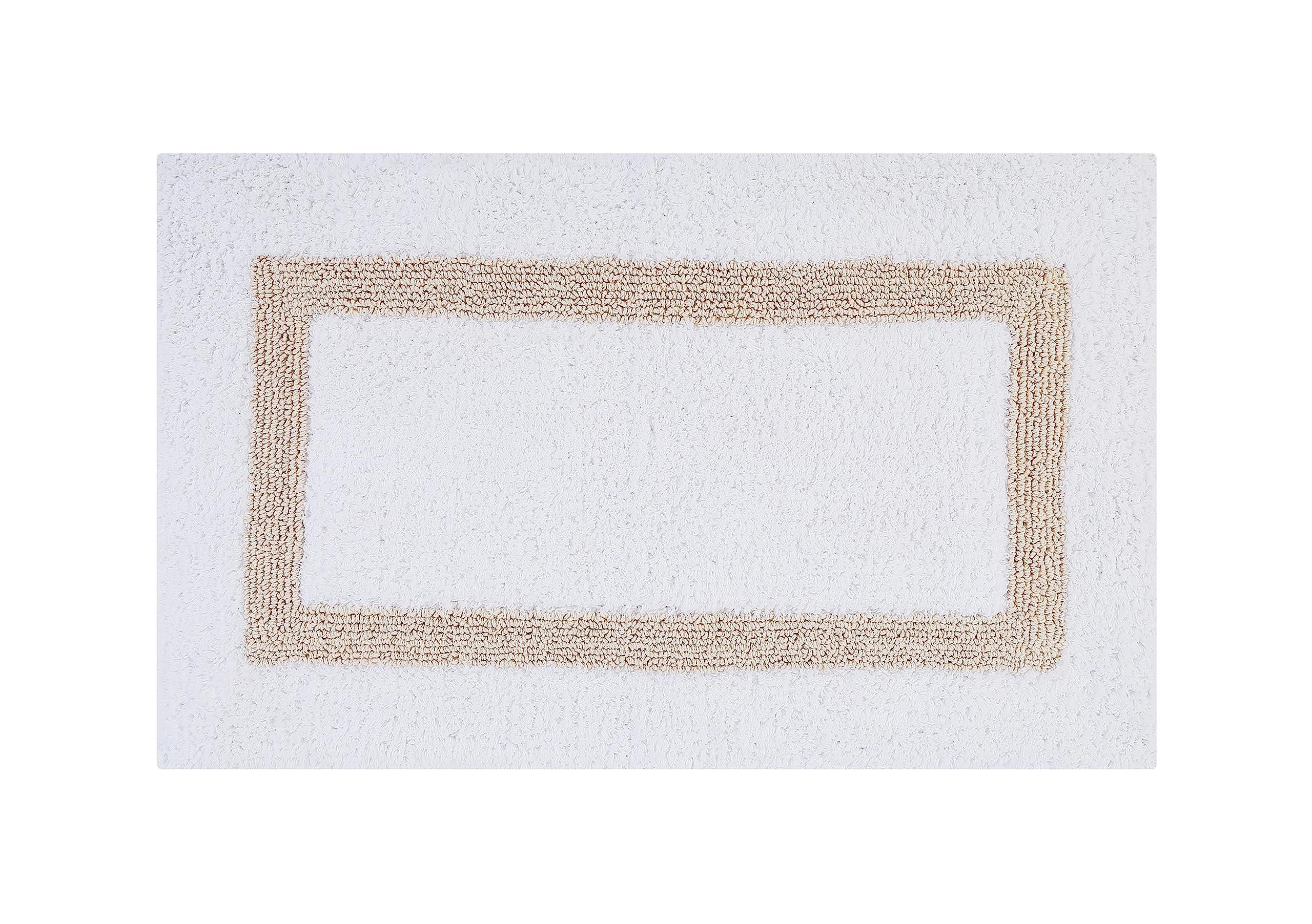 Better Trends 100% Cotton Hotel Collection Bath Mats, White & Sand Bath ...