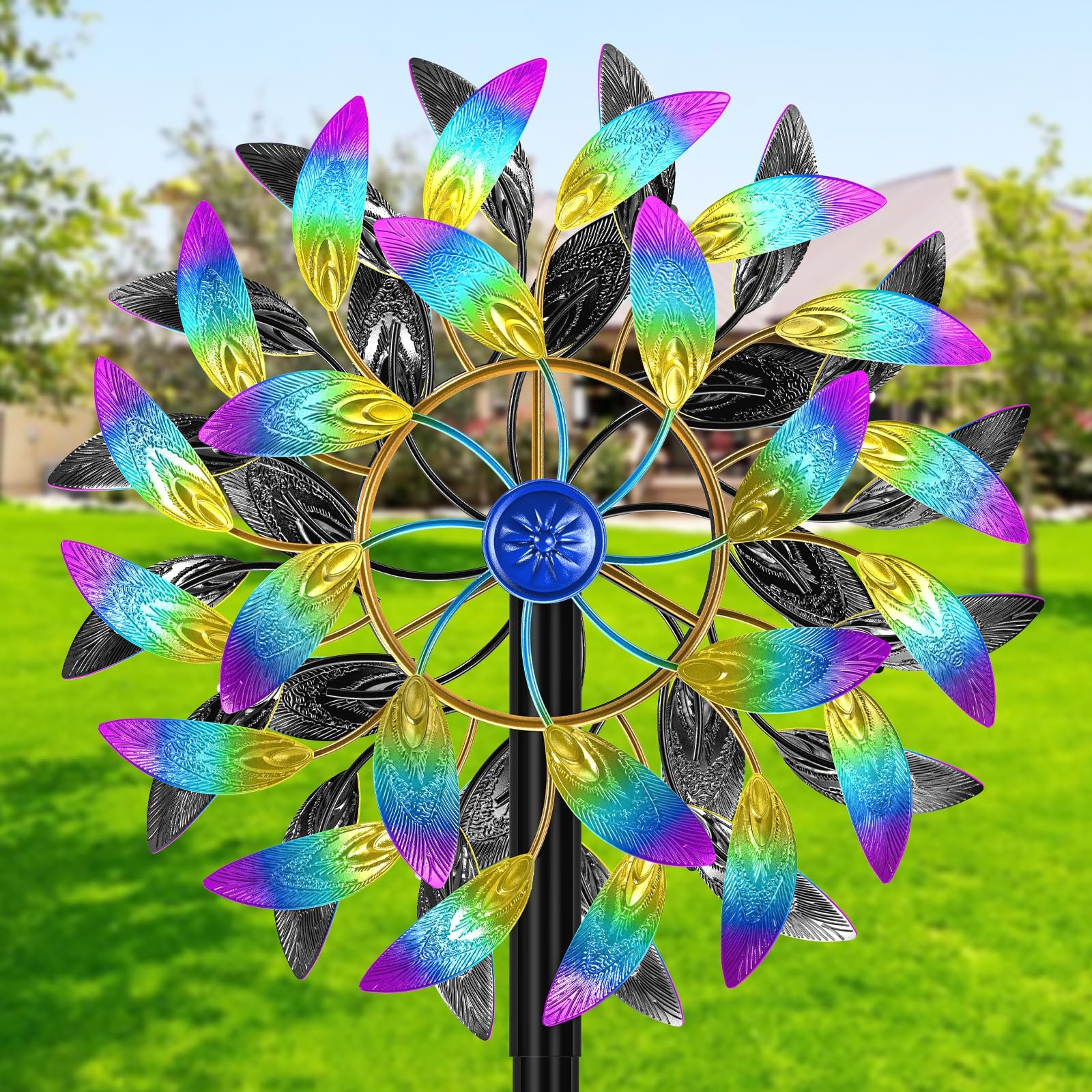 Amazon.com: Solar Wind Spinner, 38 Inch Metal Stake Yard Spinners,Solar ...