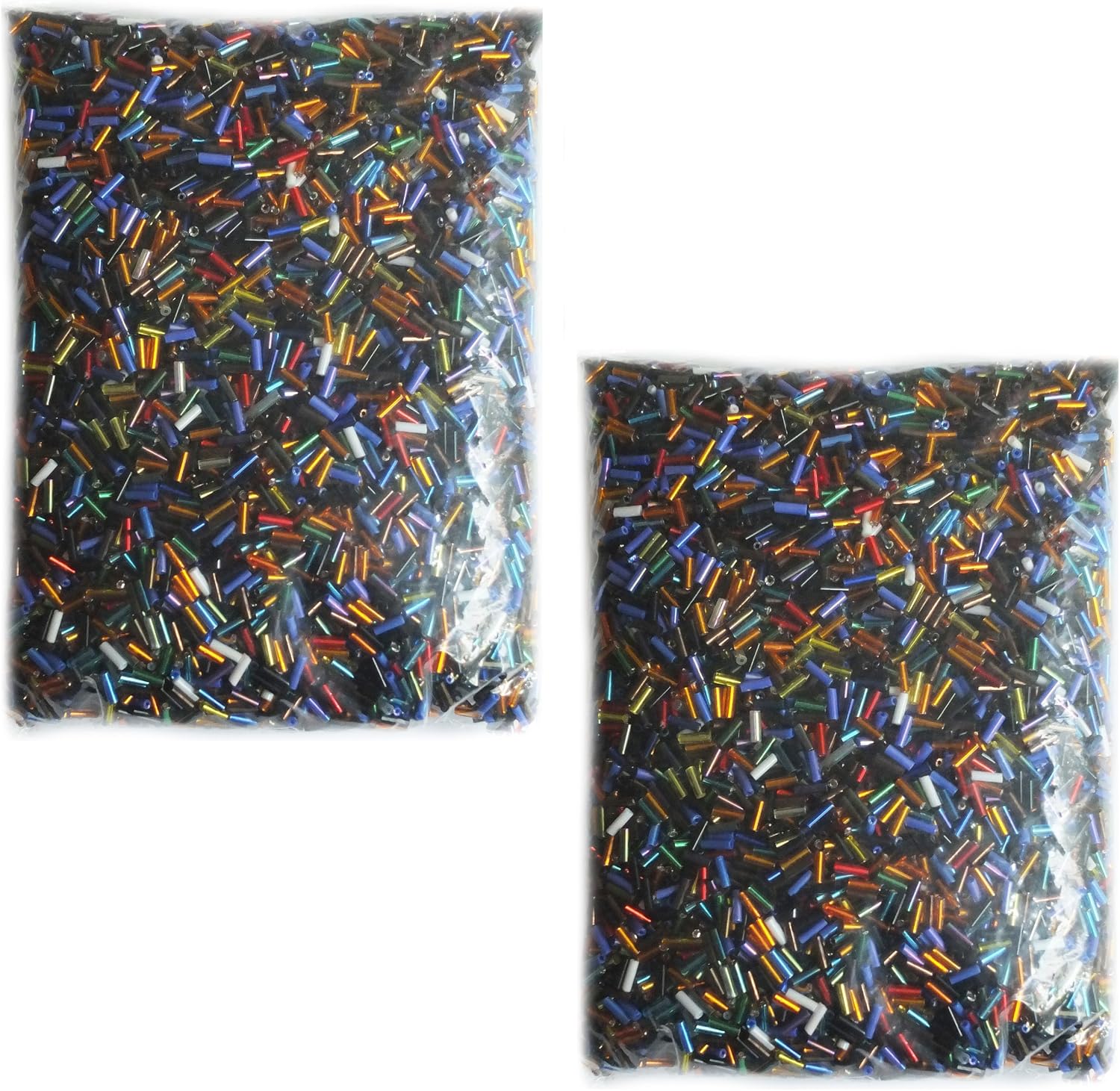 Amazon.com: Bulk Pack 1 Kilo (1kg) Bugle Beads Size 3 Colorful Glass ...