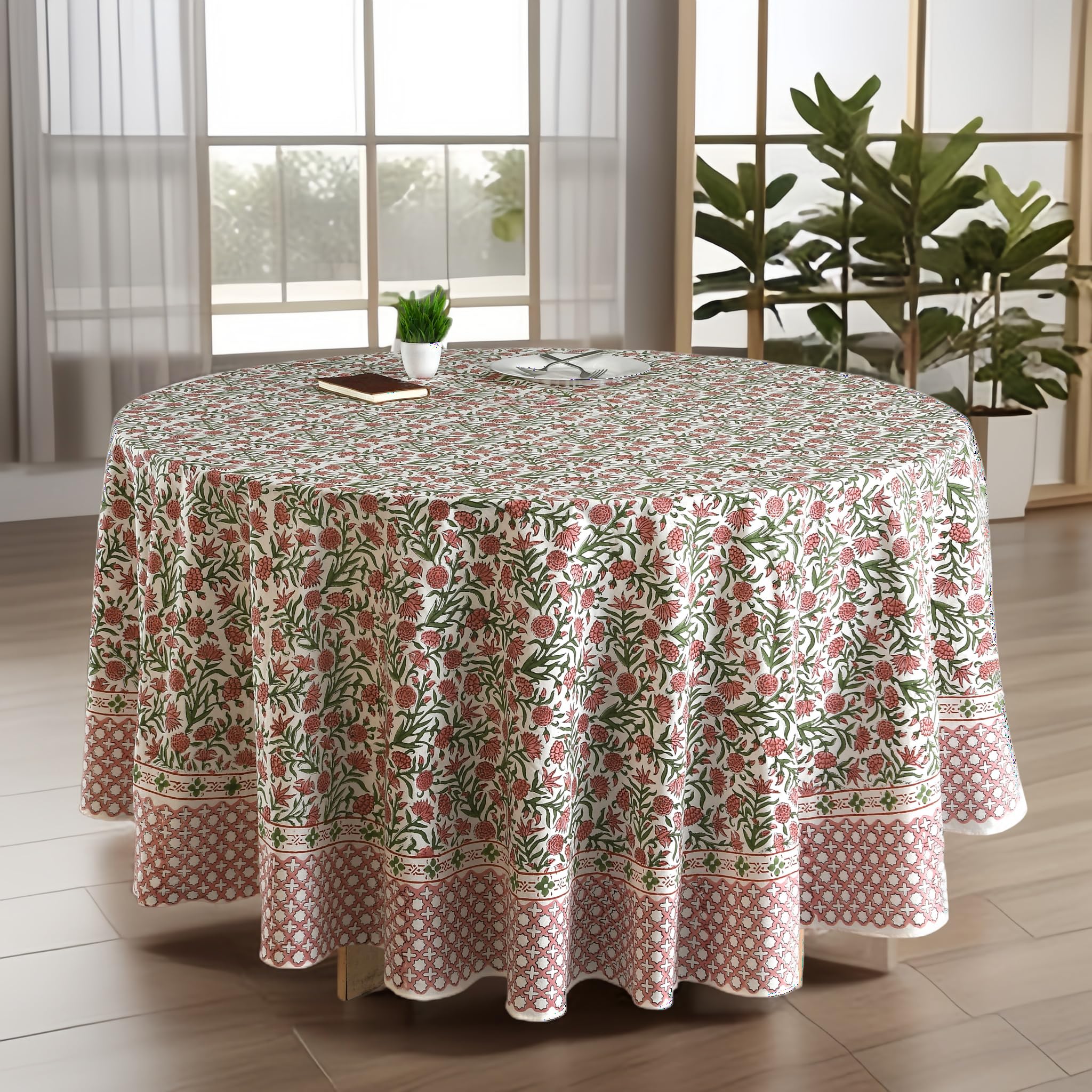 Amazon.com: CPC Round Tablecloth- Cotton Indian Block Print Tablecloth ...