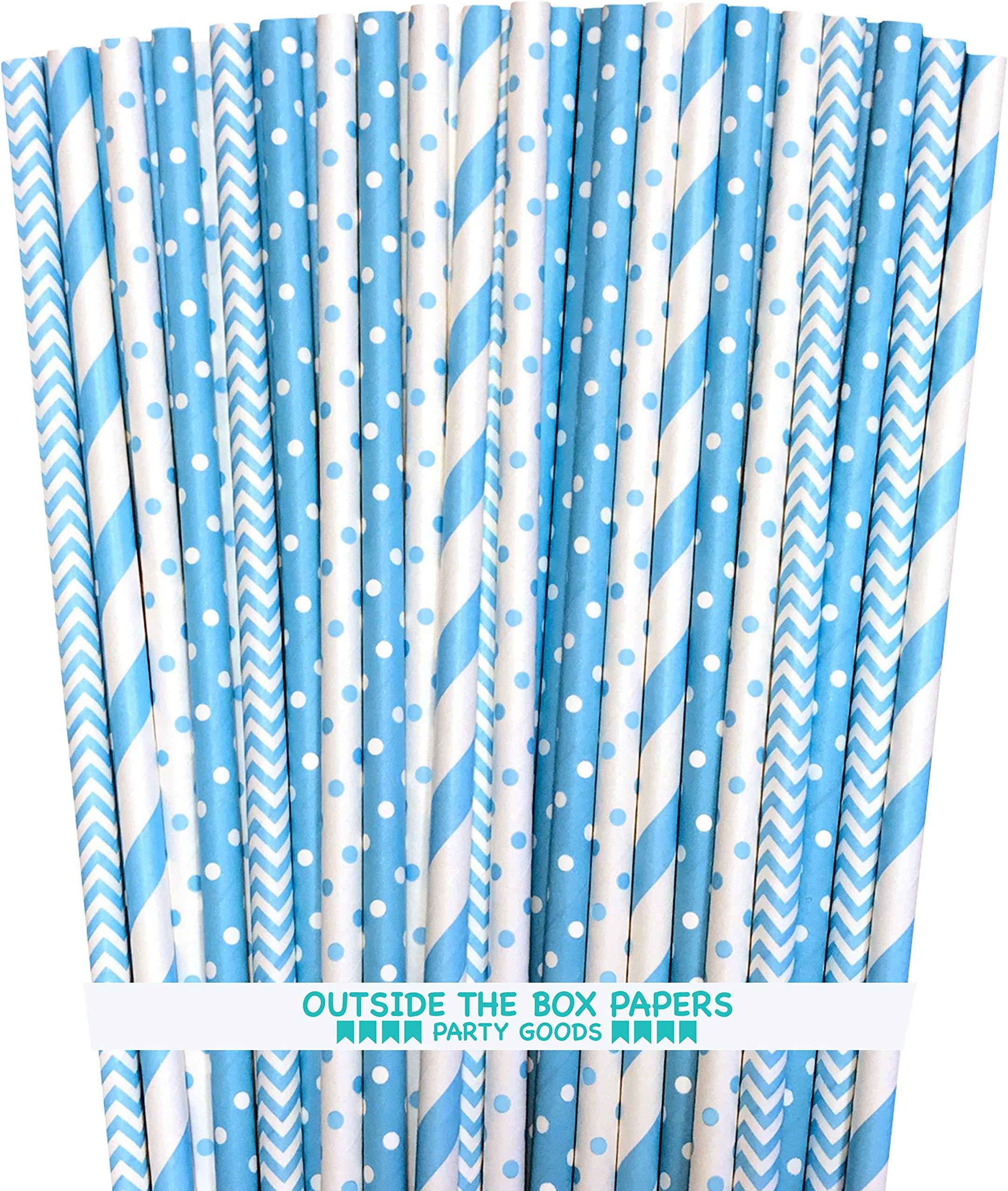 Amazon.com: Outside the Box Papers Light Blue Stripe, Polka Dot Chevron ...