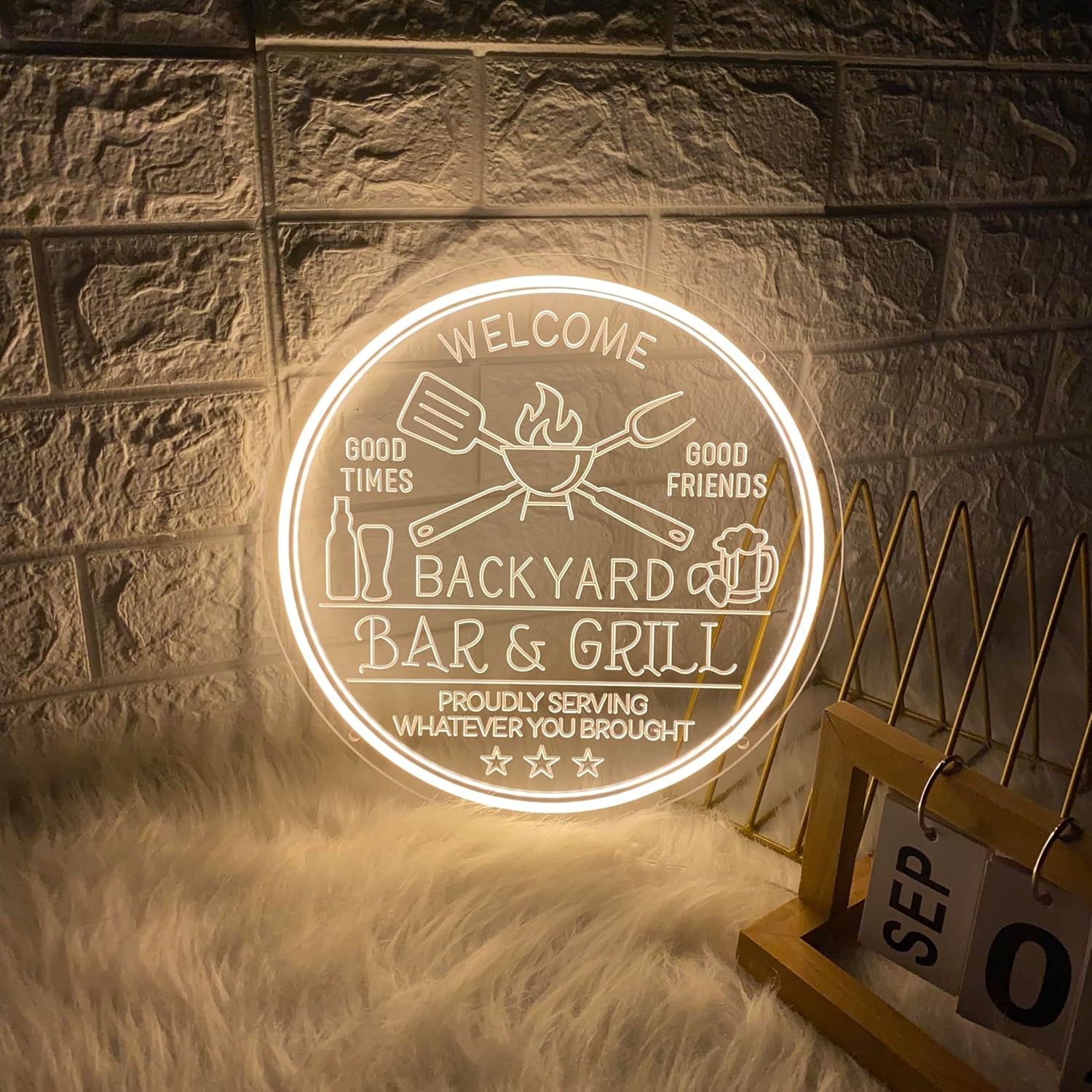 Amazon.com : Bar and Grill Neon Sign,Dimmable Bar & Grill Sign ...