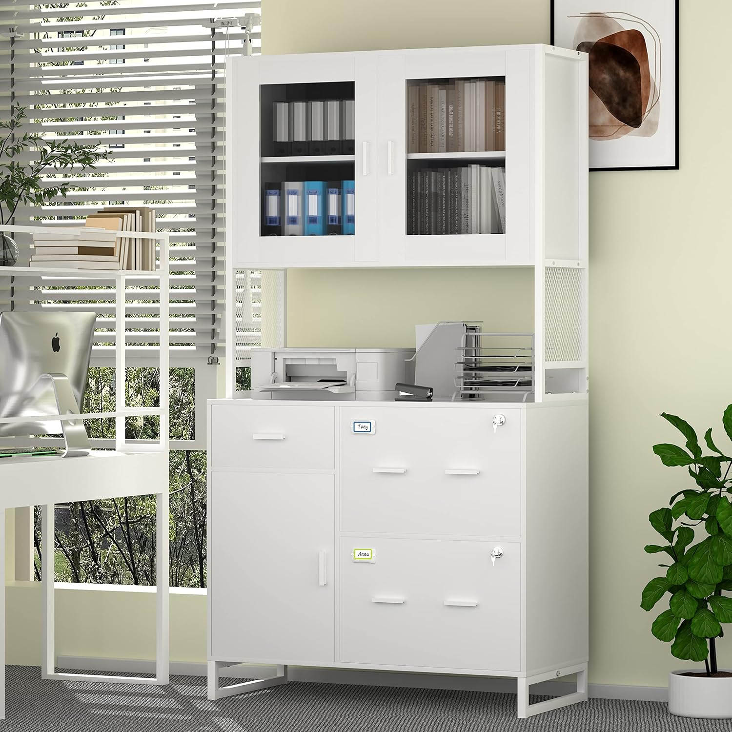 Amazon.com: PAKASEPT 3 Drawers Lateral File Cabinet with 2 Lock, Large ...