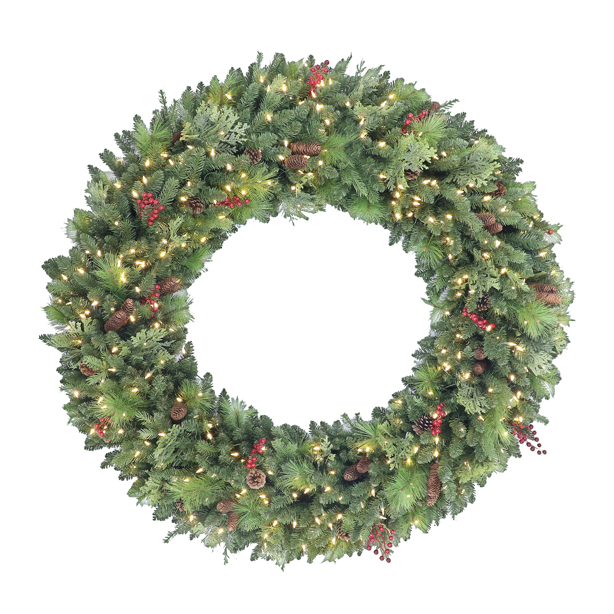Amazon.com: 60 in Pre-lit Rocky Mountain Spruce Wreath, 1080 Tips, 400 ...