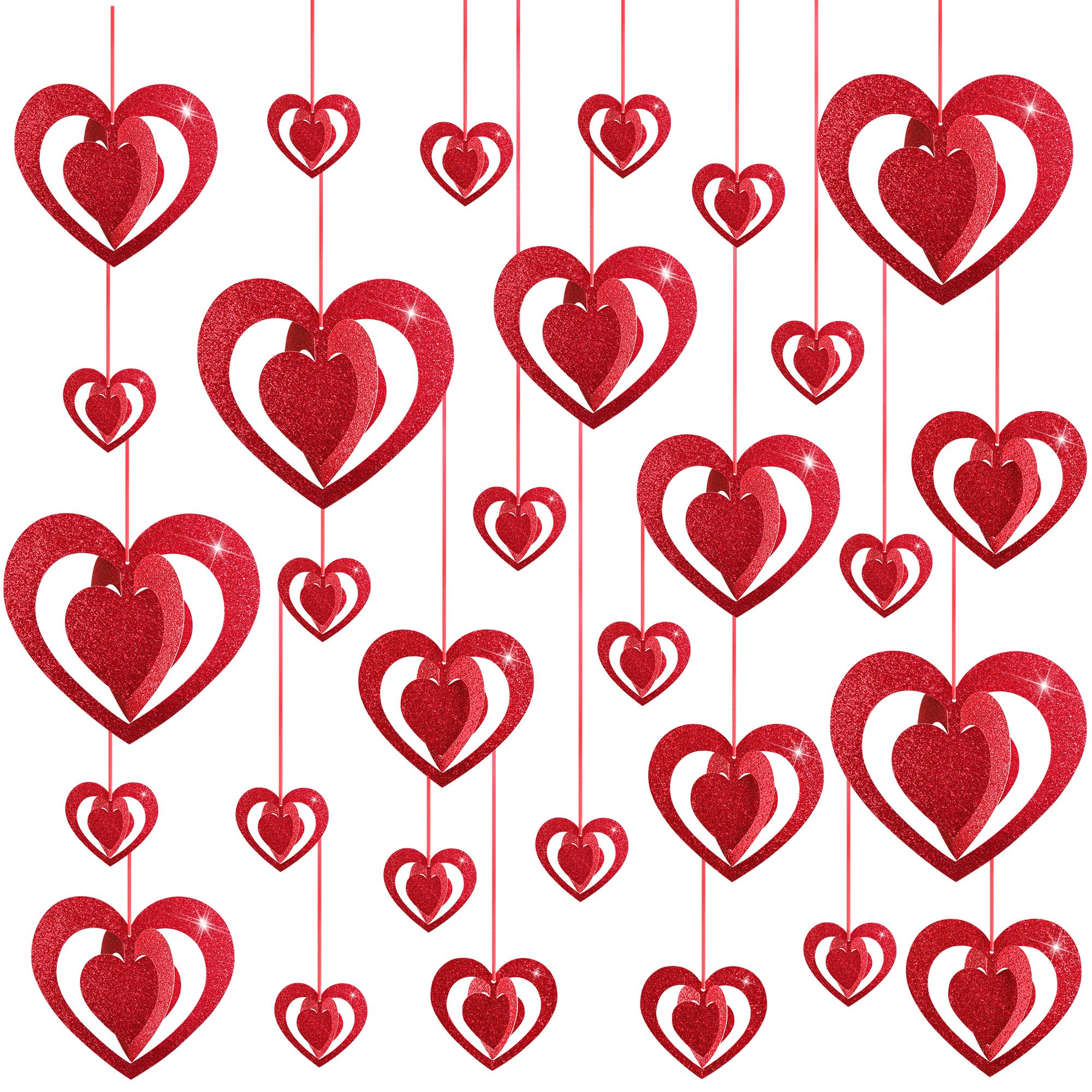 Amazon.com: Deloky 32 Pcs Valentine's Day Hearts Hanging Foil ...