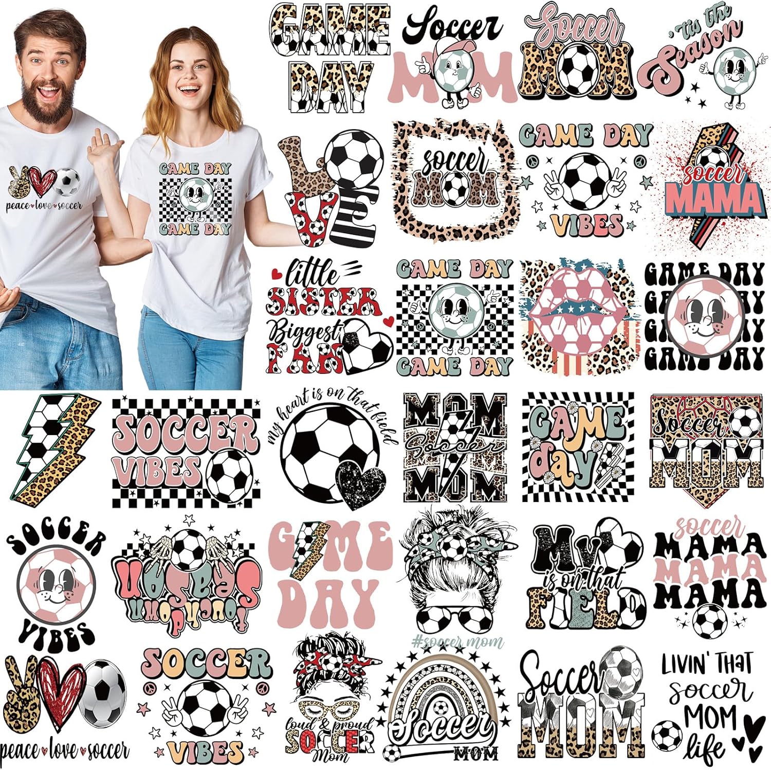 Amazon.com: Zhanmai 30 Pcs Soccer Iron on Transfers Vinyl Iron on Decal ...