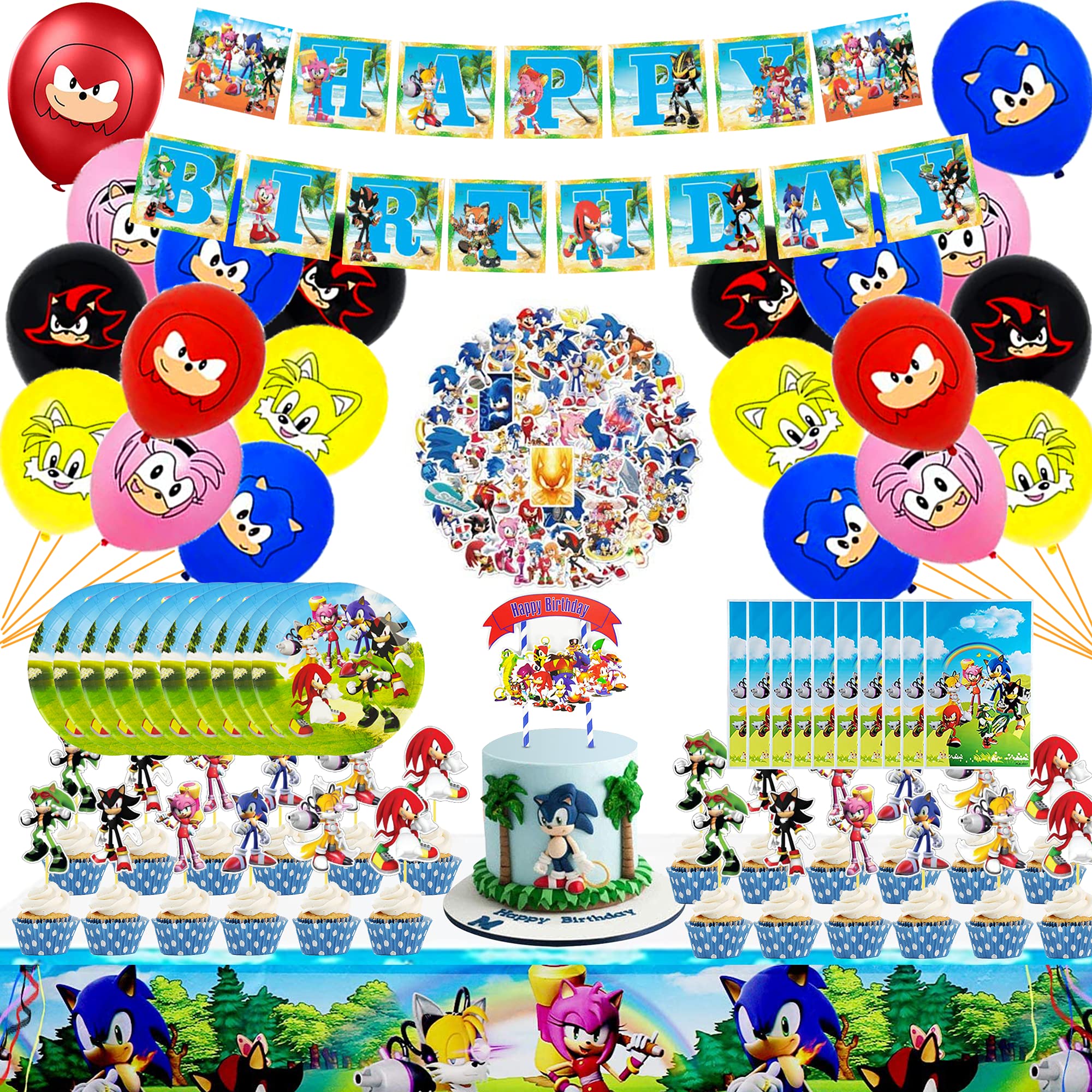 Buy Sonic Birthday Party Supplies- 123PCS Sonic Birthday Decorations ...