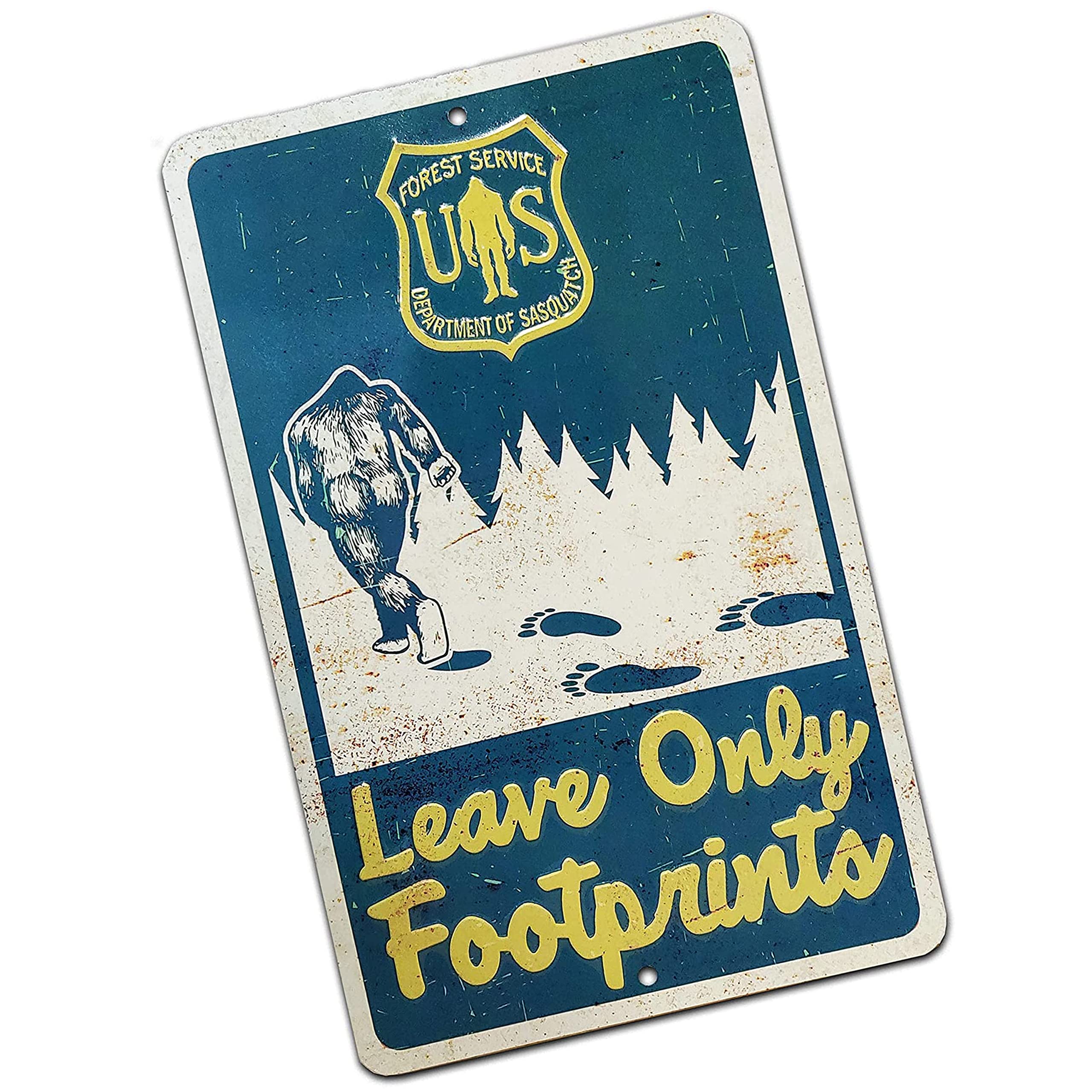 Amazon.com : "Leave Only Footprints" Bigfoot Sign - Vintage Forest ...