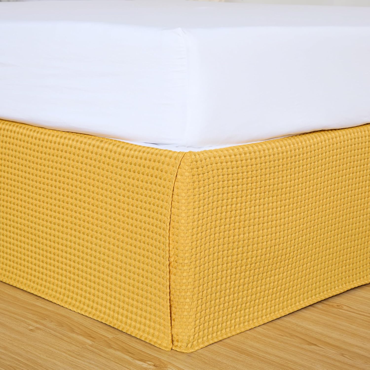 Amazon.com: Chezmoi Collection Pleated Waffle Weave Bed Skirt, Tailored ...