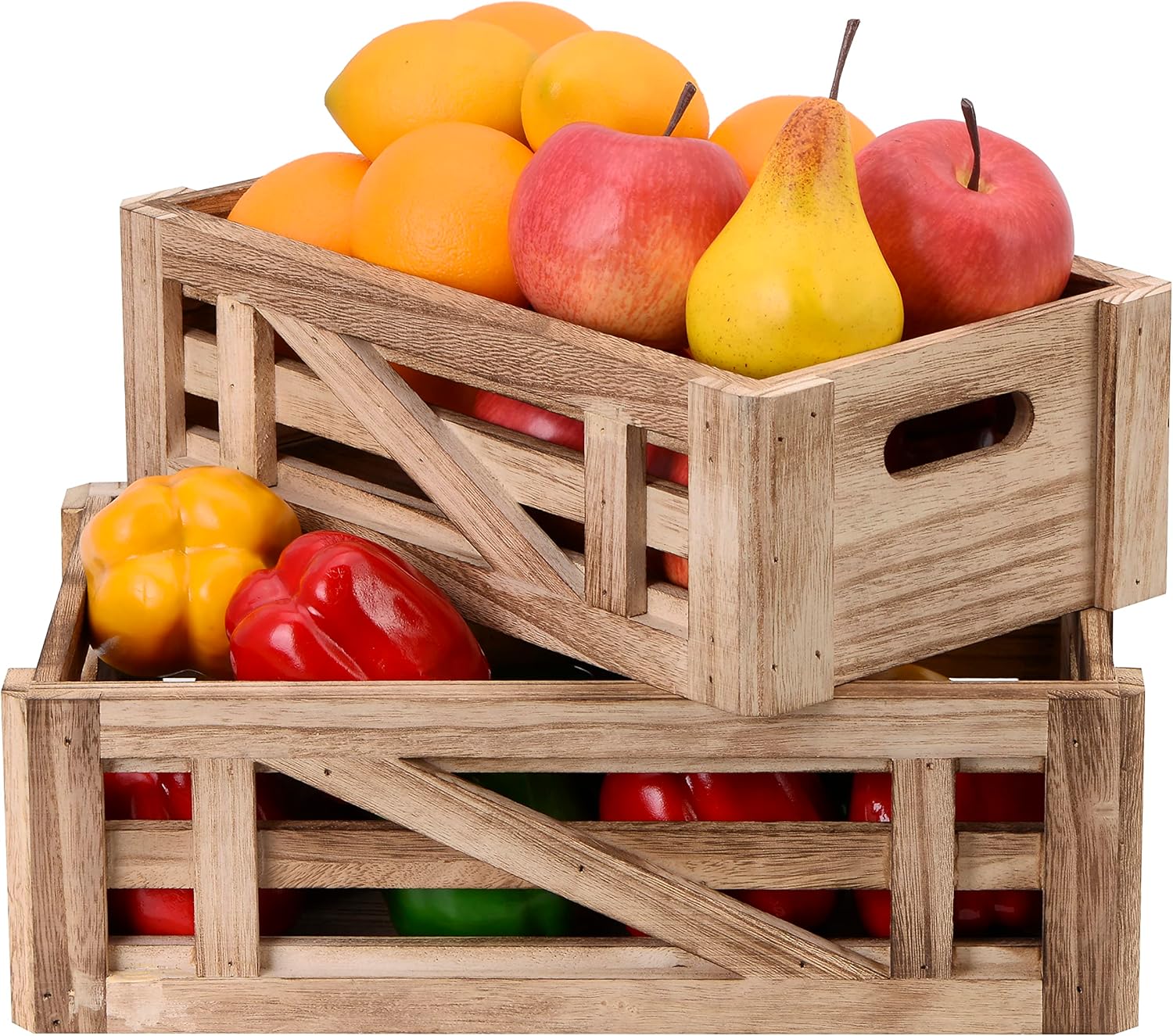 Amazon.com: YesterDecor Fruit and Vegetable Storage - Rustic Wood Crate ...