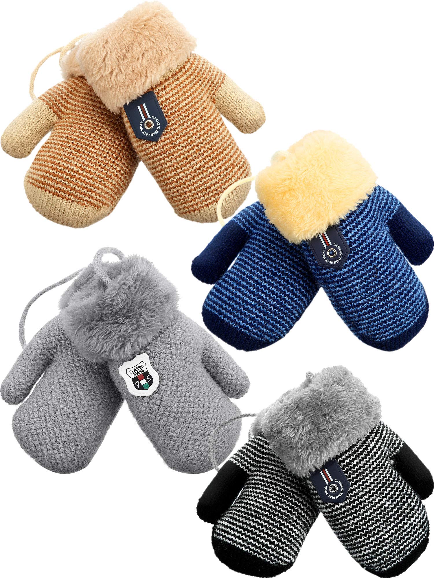 Amazon.com: SATINIOR 4 Pair Toddler Mittens with String Kids Fleece ...