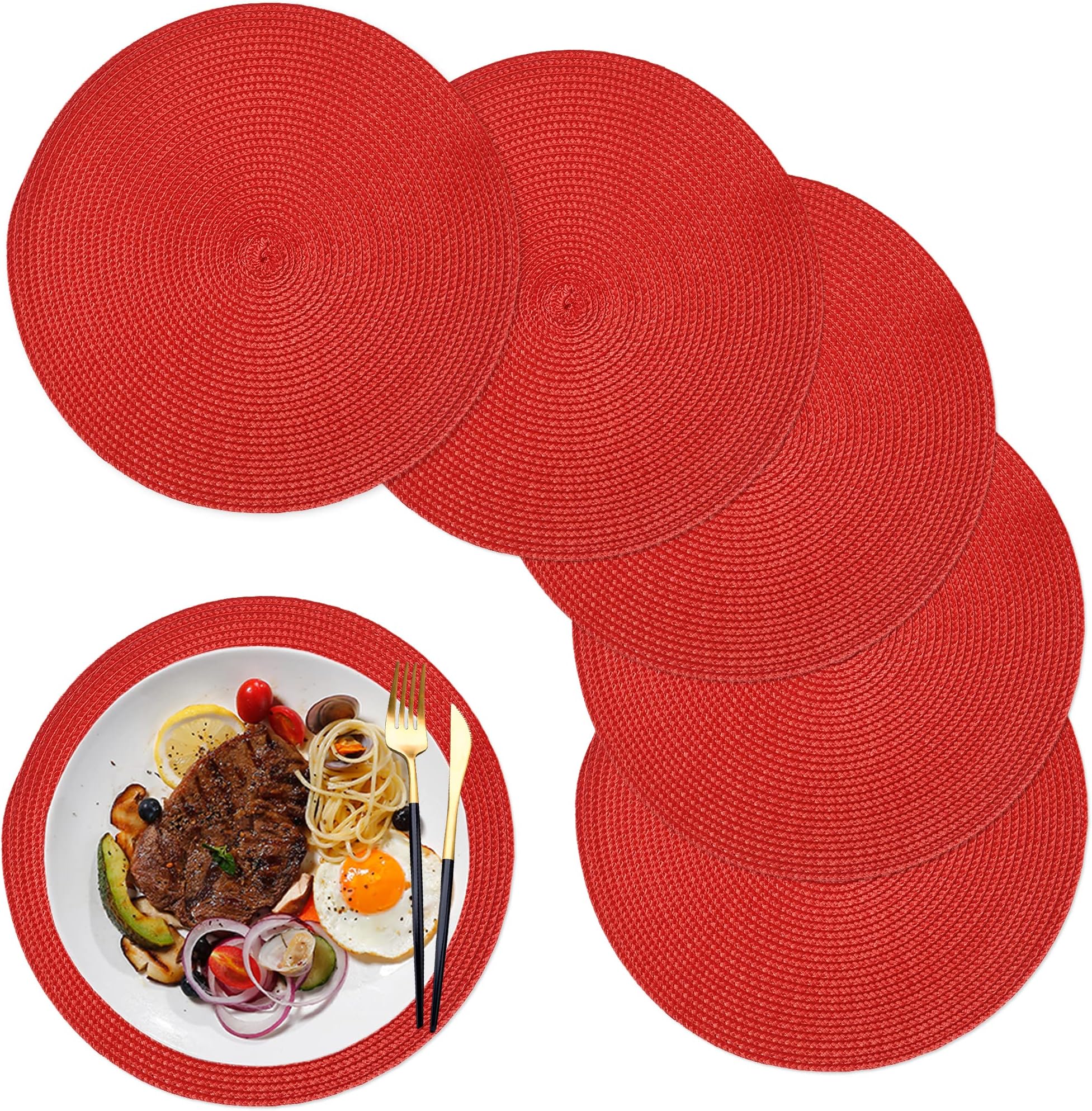 Amazon.com: Kreatur Round Waterproof Placemats for Dining Table Set of ...