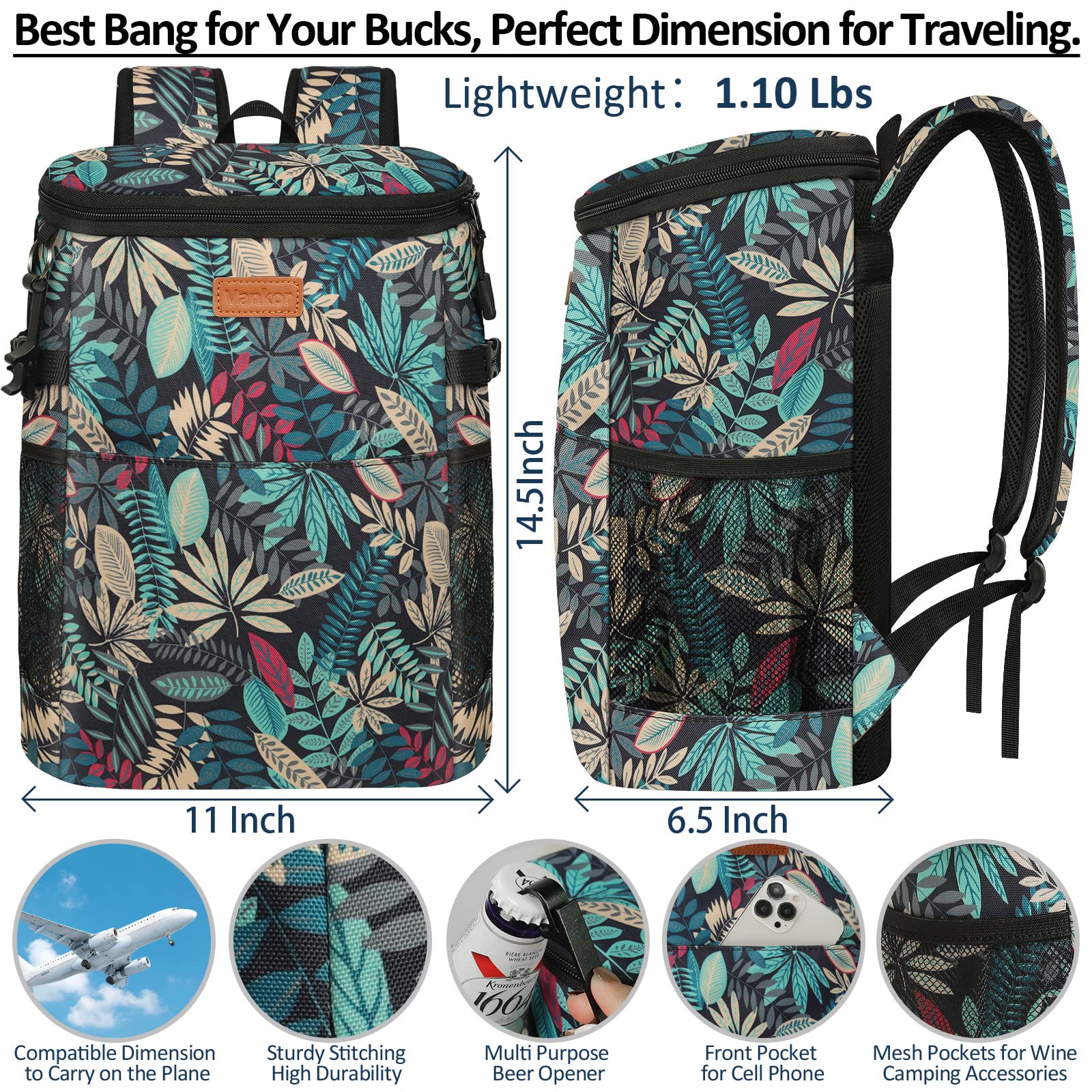 Snapklik.com : Camping Cooler Backpack 30 Cans, Soft Backpack Coolers ...