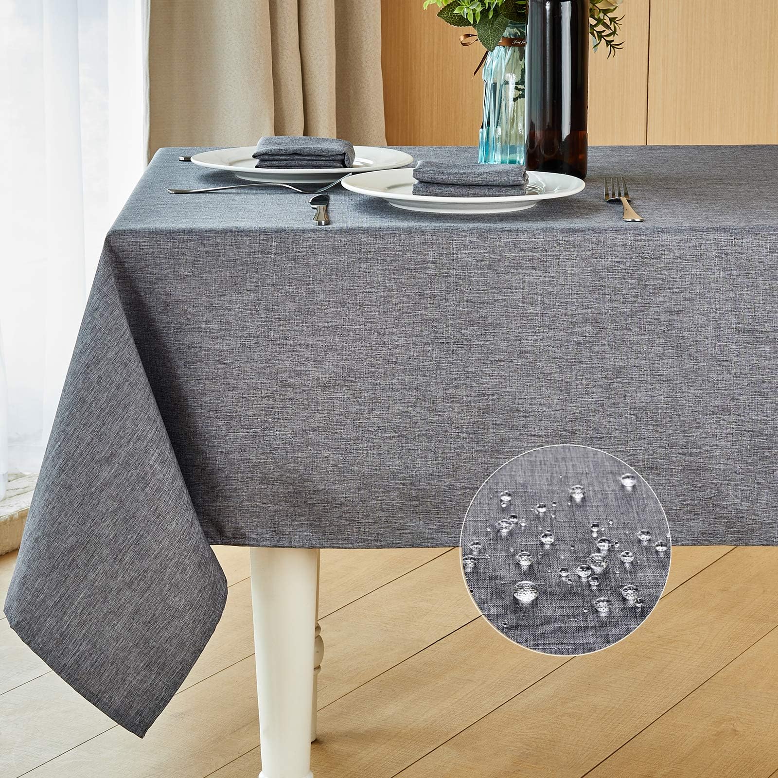 Amazon.com: TruDelve Cotton Linen Tablecloth Rectangle Grey Fabric ...
