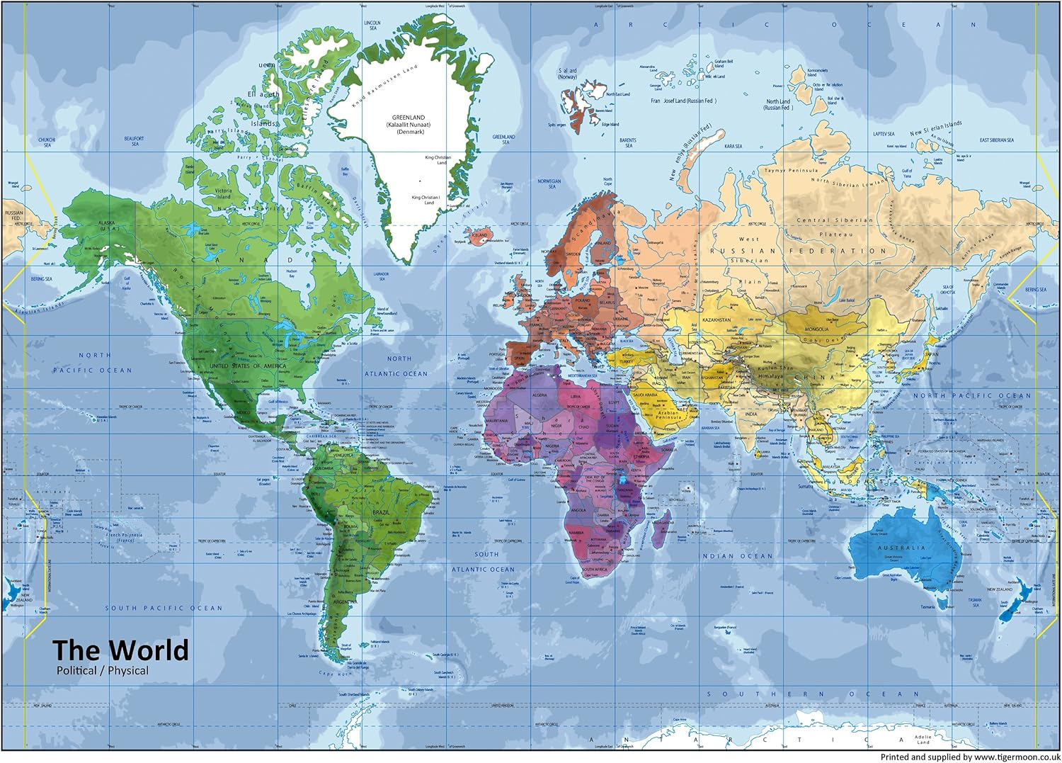 Laminated World Political-Physical Map [A1 Size] in Nepal at NPR 9695 ...