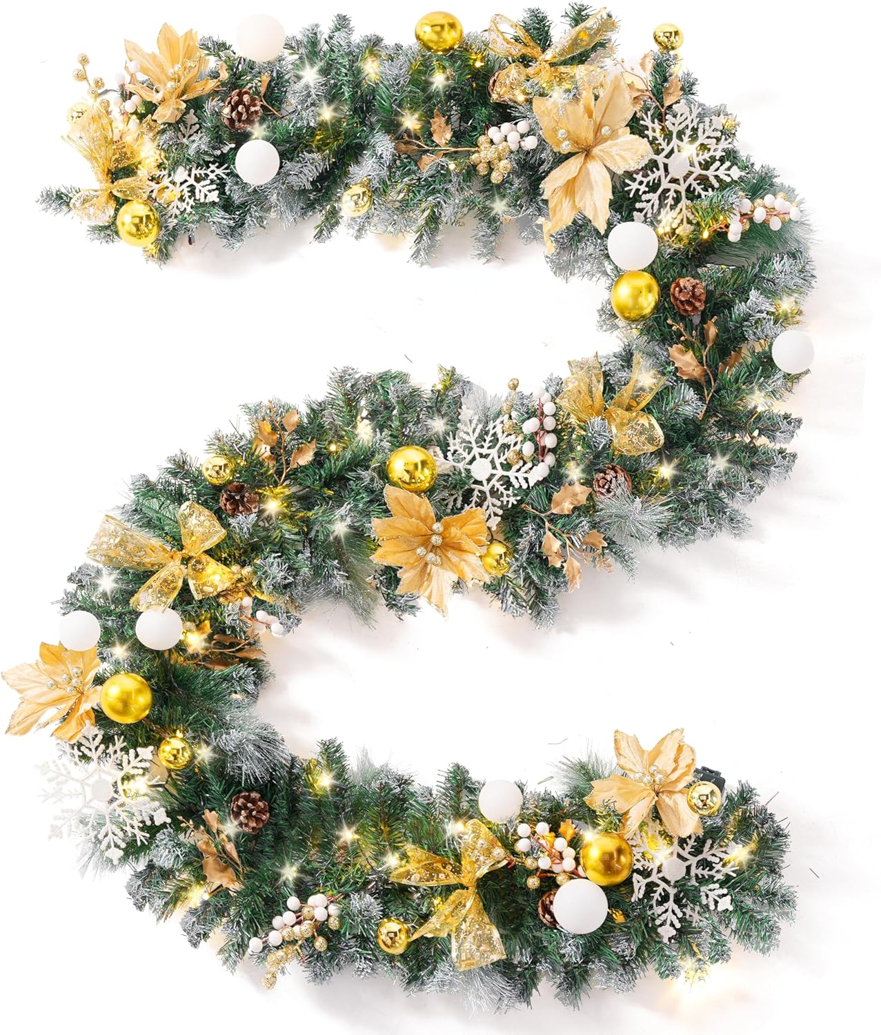 Amazon.com: Joiedomi 9ft Pre-Lit Christmas Garland with 75 LED Lights ...
