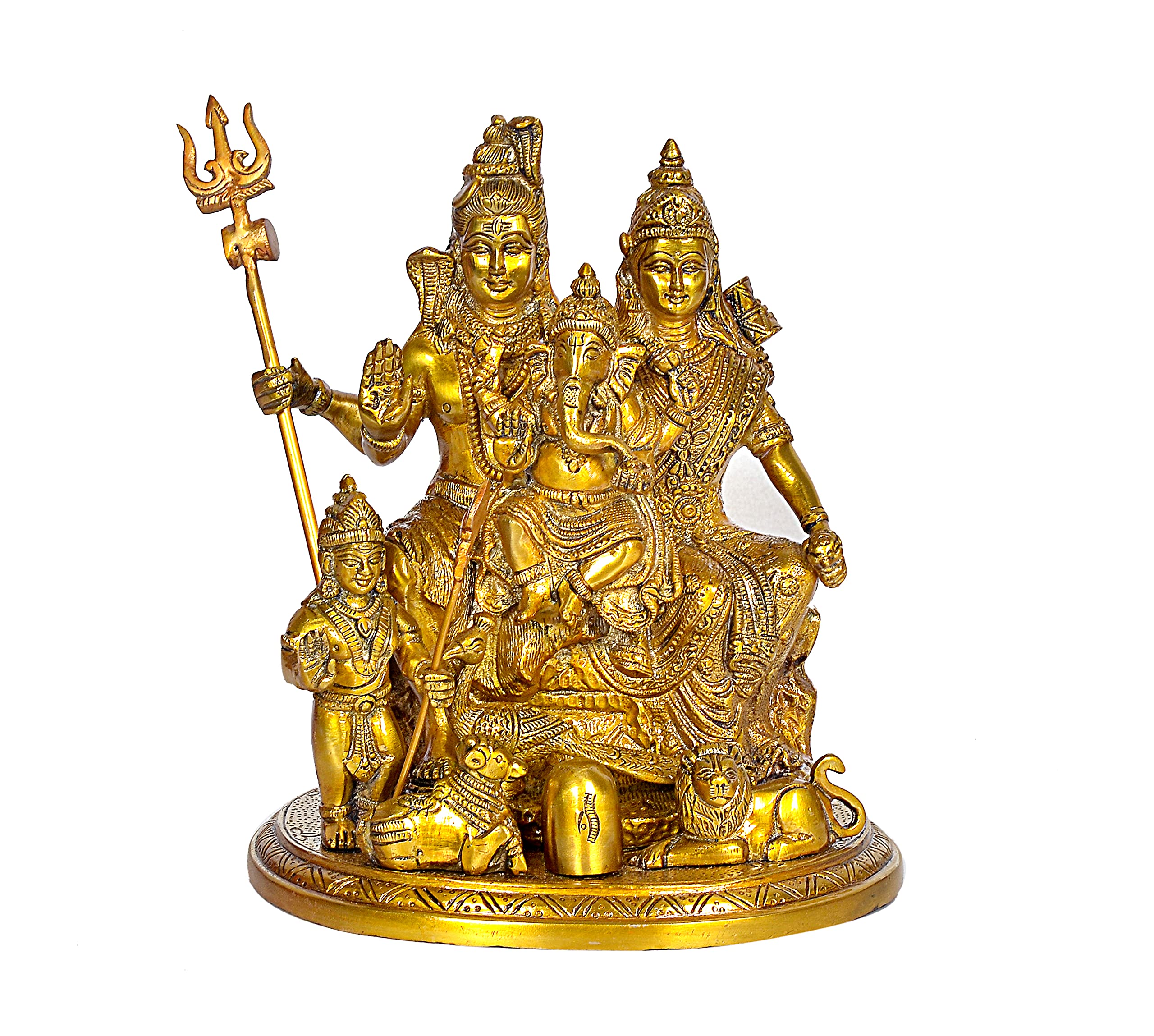 Buy Dattatreya Brass Shiv Parivar Shiva Family Idol Family Religious ...