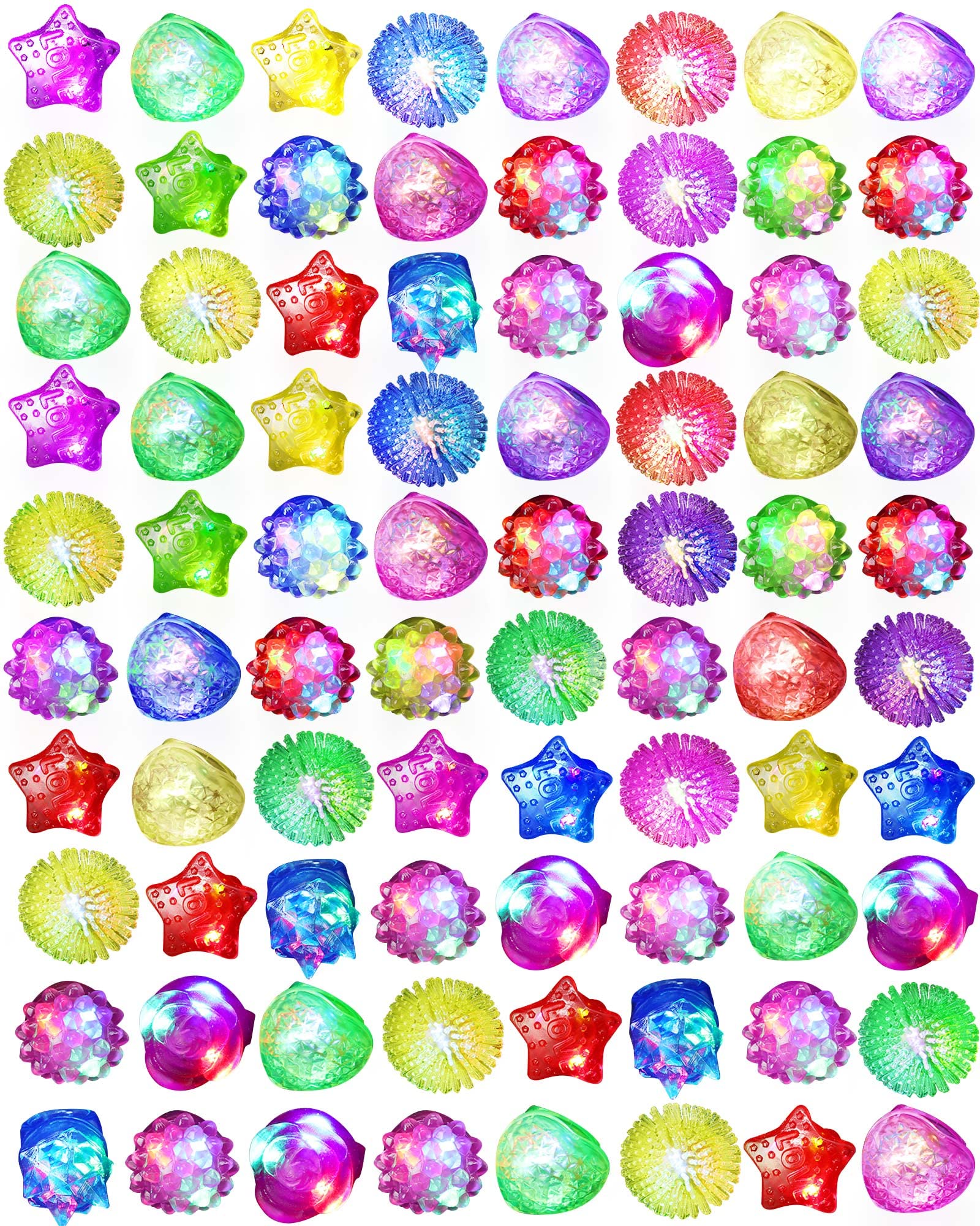 Amazon.com: 216 Pieces Light Up Rings 6 Style Flashing Rings Glow in ...