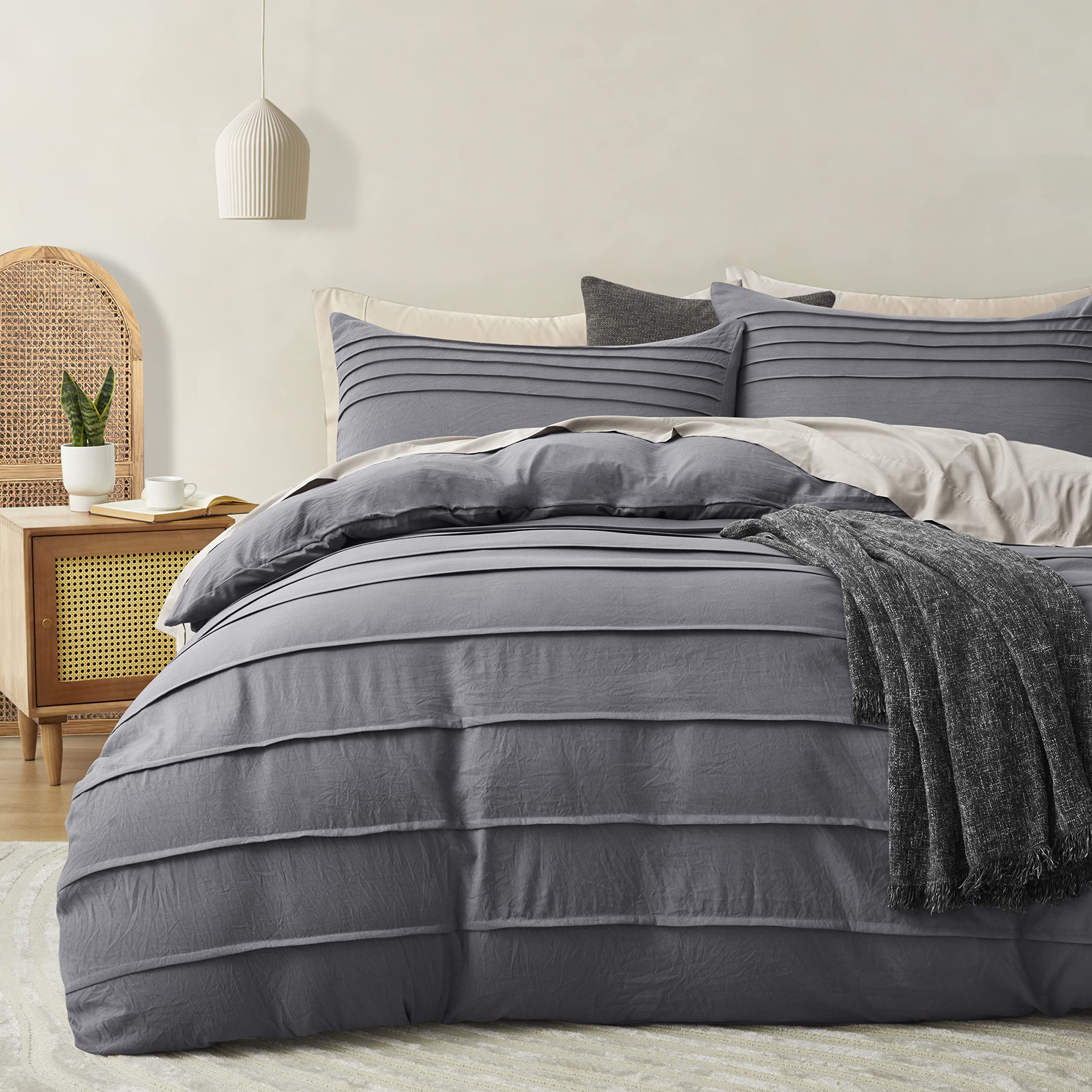 Oli Anderson Grey Duvet Cover Queen Size - Pleated Queen Duvet Cover ...