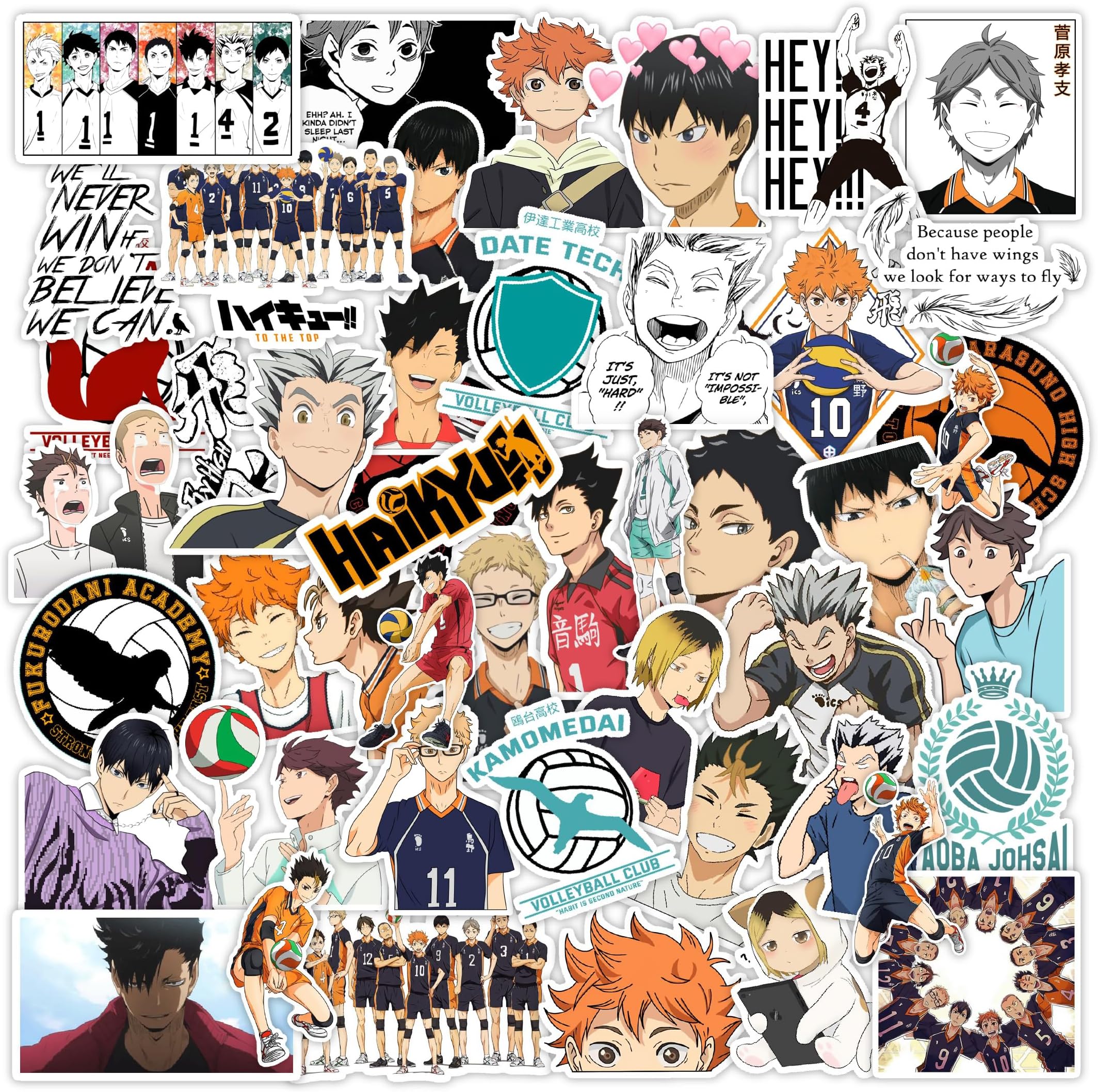 Haikyuu Sticker Pack of 50 Stickers - Waterproof Durable Stickers ...