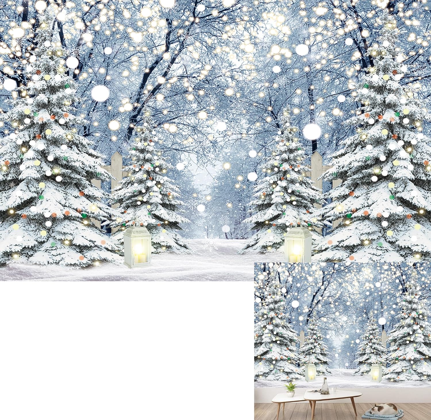 BINQOO Winter Forest Scene Backdrop let it snow backdrop winter white ...