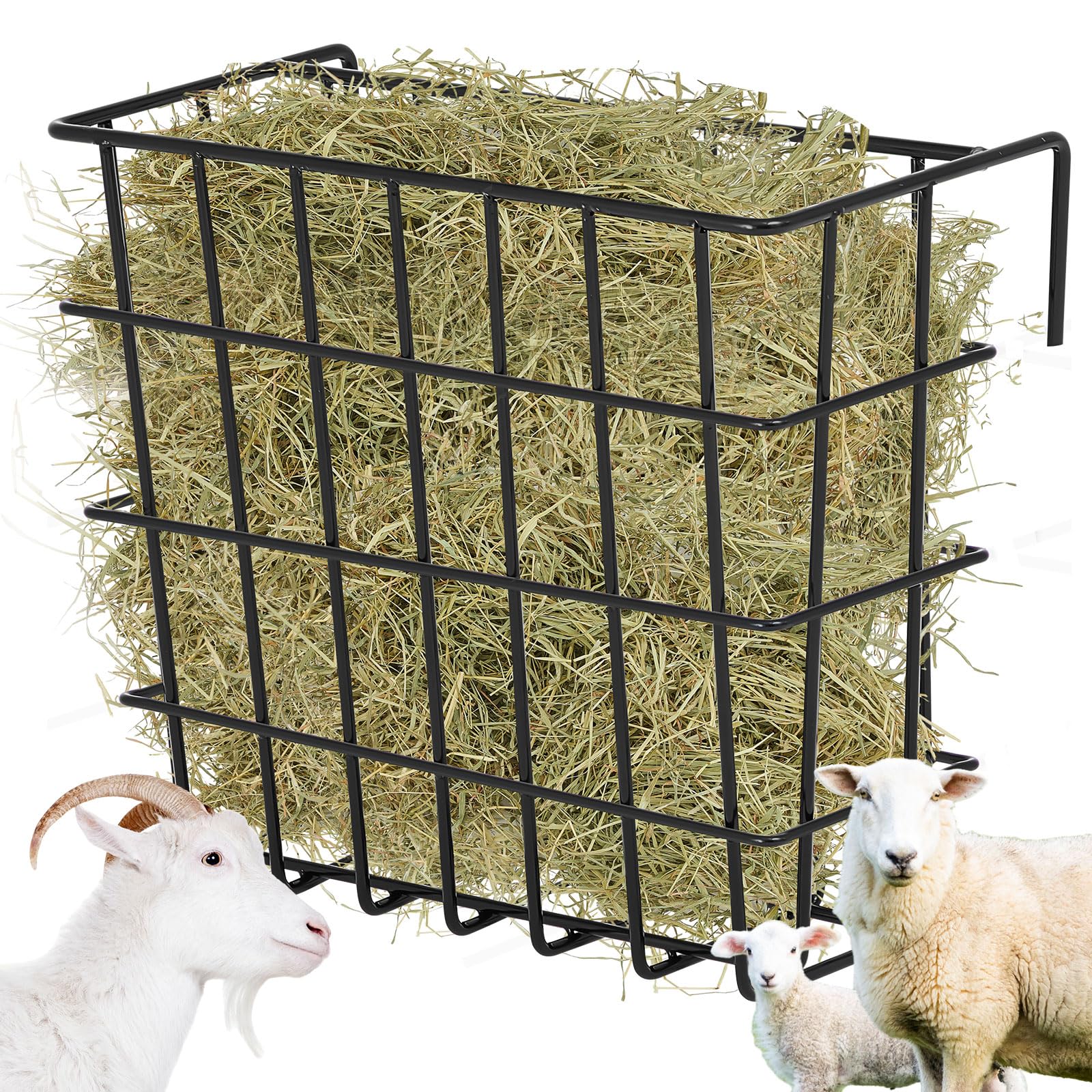 Gisafai Galvanized Hay Feeder 21.5 x 10.5 x 18 Inches Size Right for a Flake of Heavy Duty ...