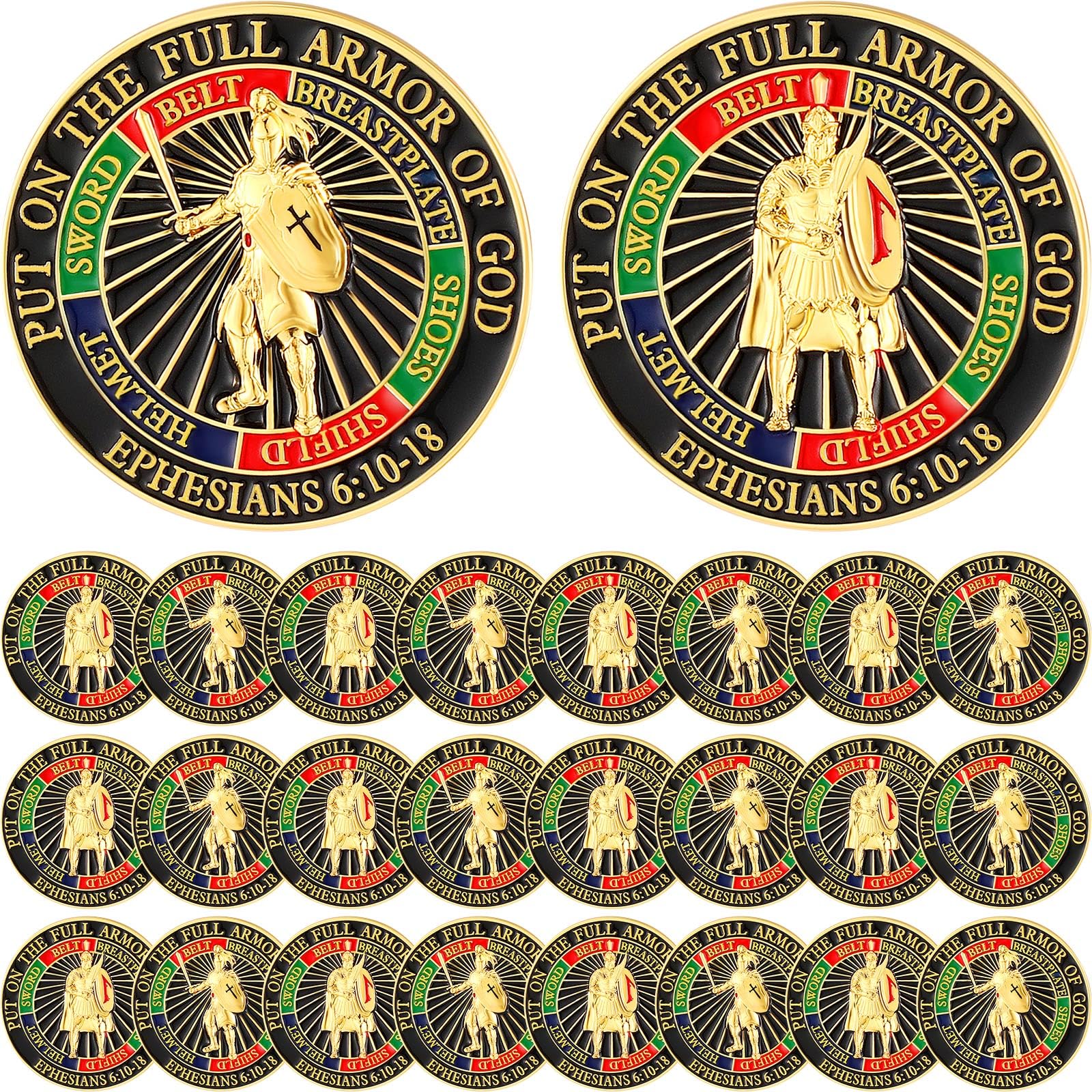 Snapklik.com : Lemosae 24 Pcs The Full Armor Of God Courage Challenge Coins